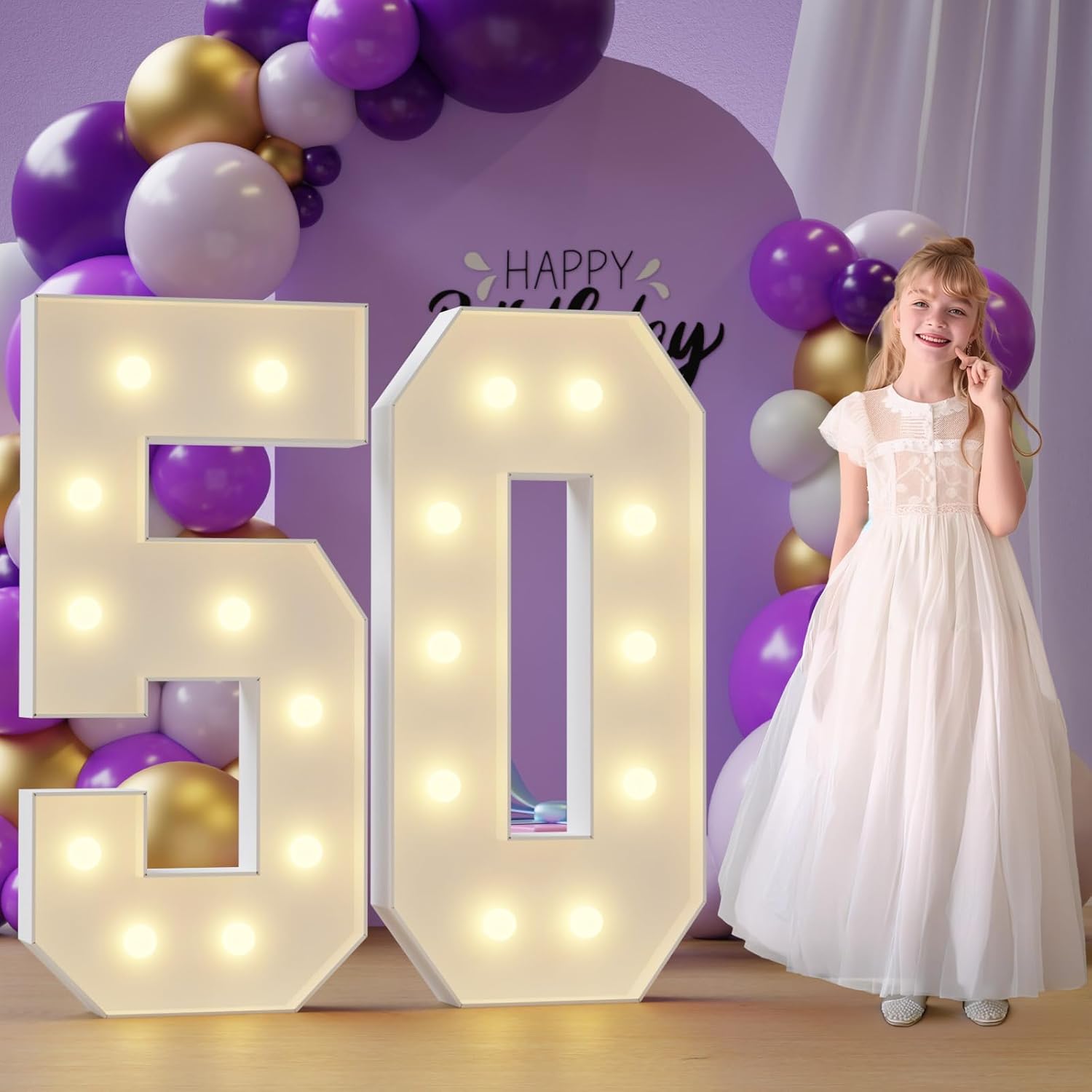 Amazon.com: Marquee Numbers 50th-Birthday Large Decorations: 4ft Light ...