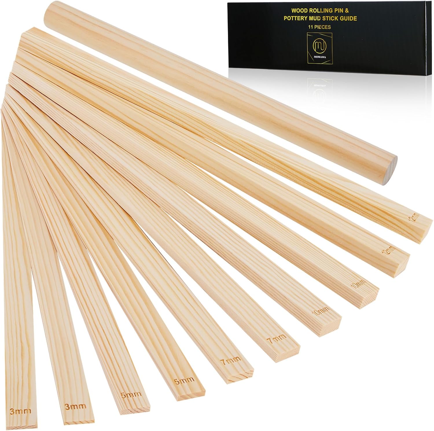 Amazon.com: Mowawa 11 Pcs Pottery Rolling Pin Set, 5 Size Pottery ...