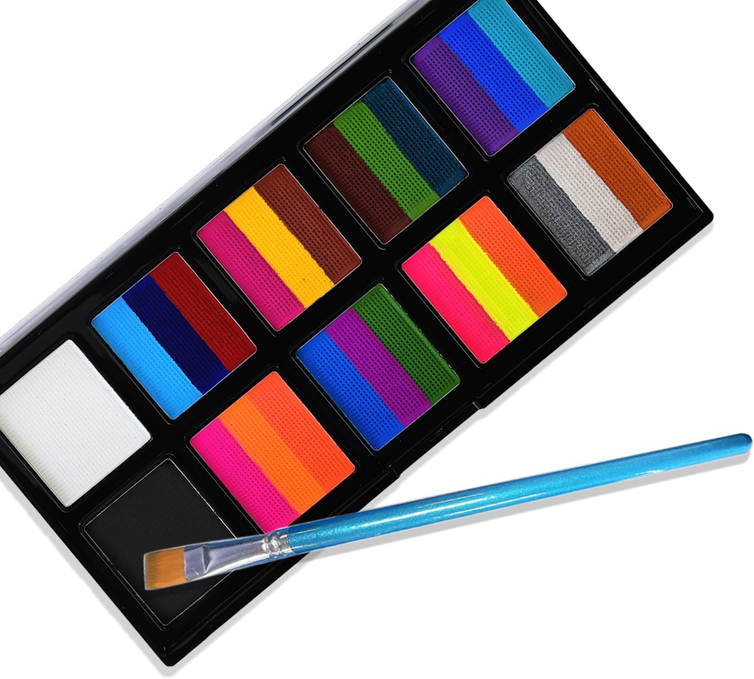 Amazon.com : 10 Colors Water Activated Face Painting Body Painting Palette, 3 Grids Color Block ...