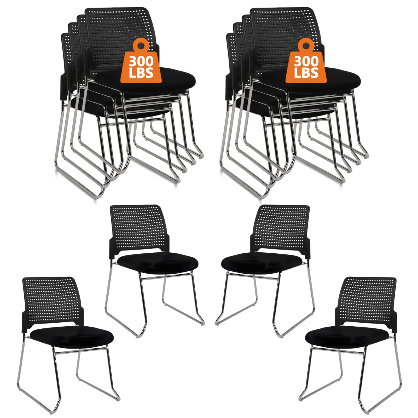 Snapklik.com : CLATINA Plastic Stacking Chairs Set Of 12, Office ...