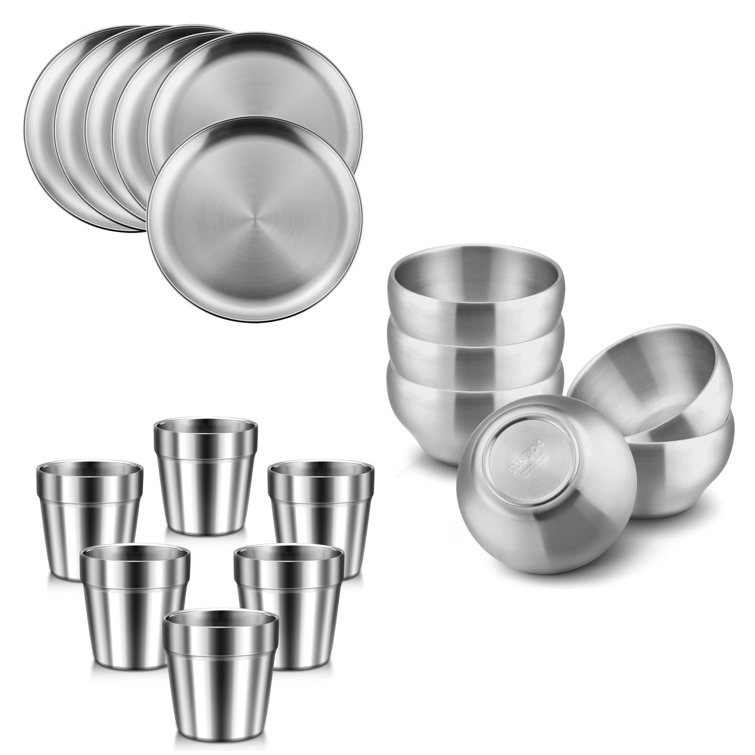 Amazon.com: HaWare 18-Piece Kids Dinnerware Set, Stainless Steel ...
