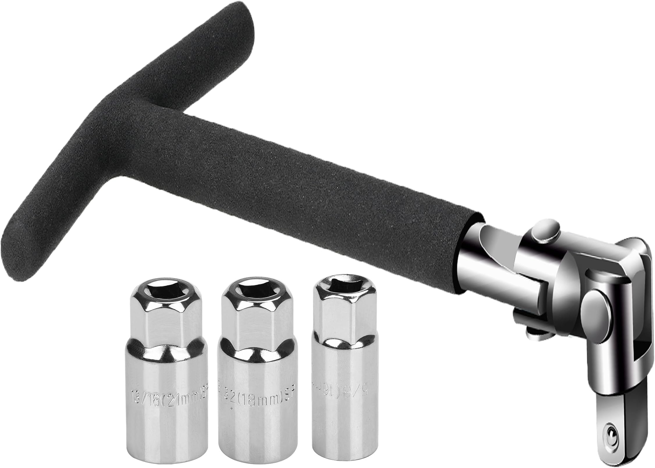MKB Spark Plug Socket Wrench Set Red T-Handle Stainless Steel Silicone ...