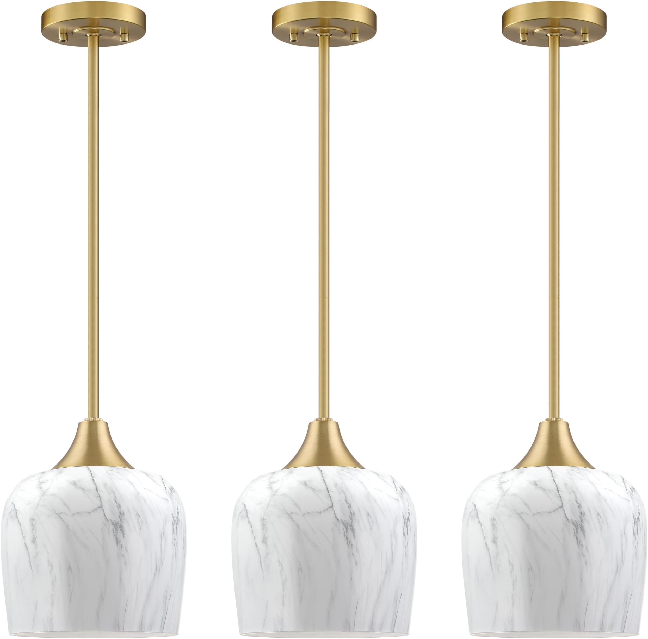 3 Pack 1 Light Indoor Hanging Kitchen Island 6.1" Opal Marble Glass ...