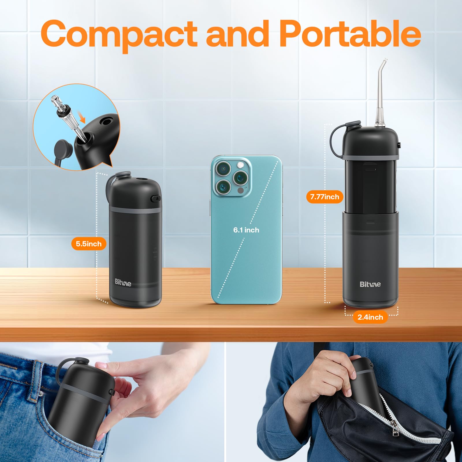 Bitvae Water Flosser for Teeth, Portable Mini Water Flosser, Cordless ...