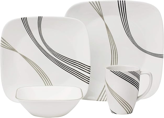 Amazon.com | Corelle Boutique Square Urban Arc 16-Piece Dinnerware Set ...