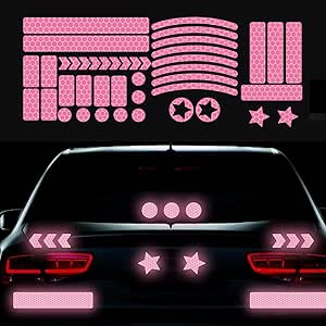 Amazon.com : Nouiroy 42Pcs Reflective Rim Tape Bicycle Stickers Pink ...
