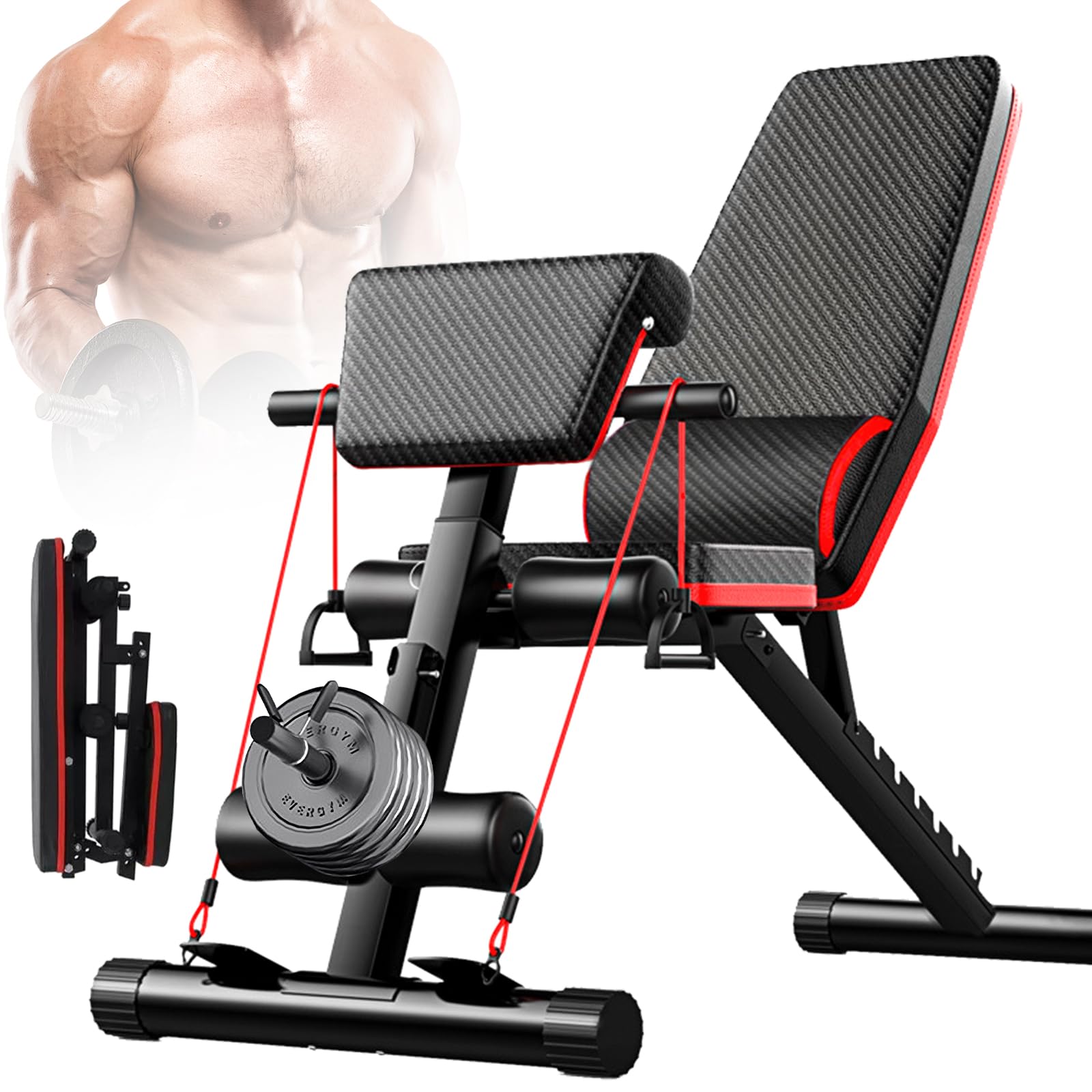 Banco de Ejercicio Multifuncional Ajustable con Banda de Resistencia y Almohadilla de Soporte de ...