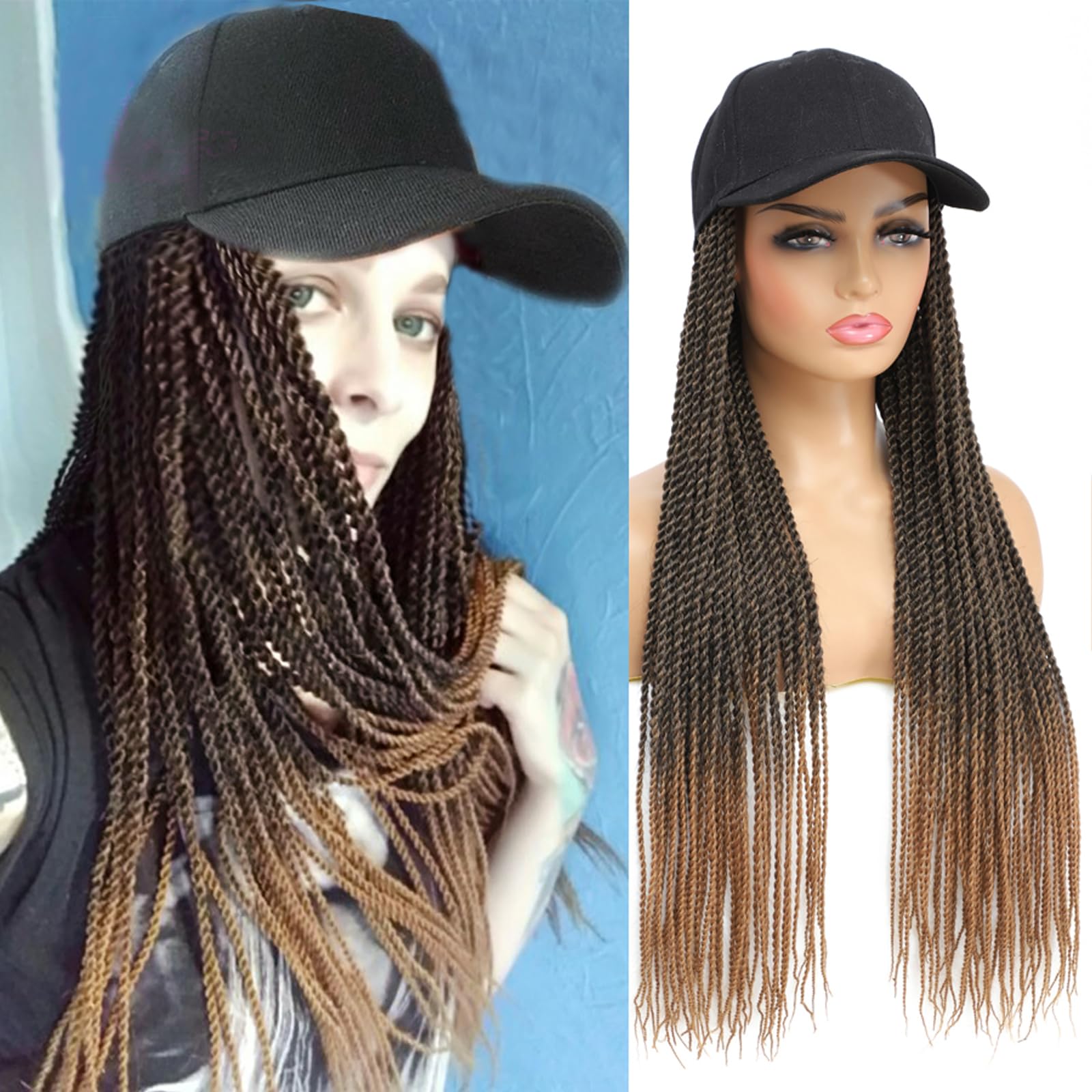 Amazon.com : AliRobam Hat Wigs Baseball Cap with Senegalese Twist ...