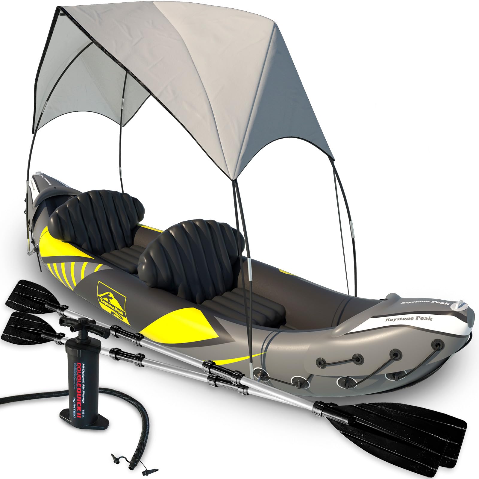 Amazon.com: KP Inflatable Kayak 2 Person with Sun Canopy (Detachable ...