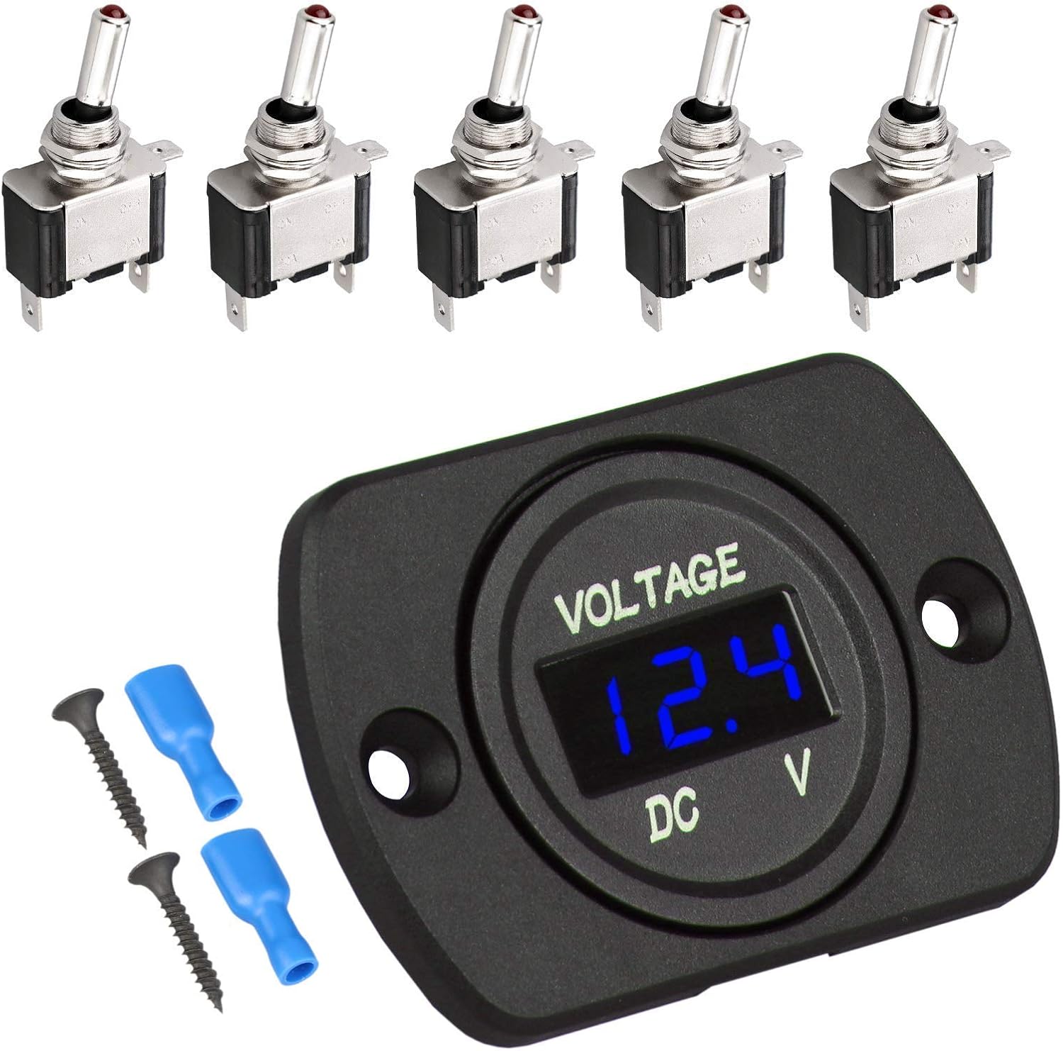 Amazon.com: DC 12V 24V Car Voltmeter with LED Digital Display Panel ...