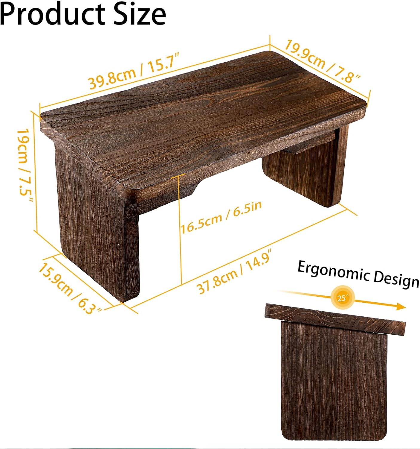 BSTKEY Wooden Meditation Bench Kneeling Stool, Rectangle Yoga ...