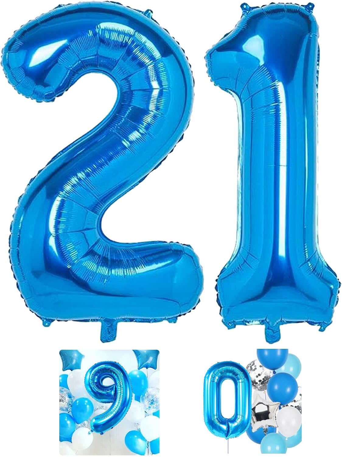 Amazon.com: 21 Number Balloon Blue 40 inch Big Foil Mylar 21st Balloons ...