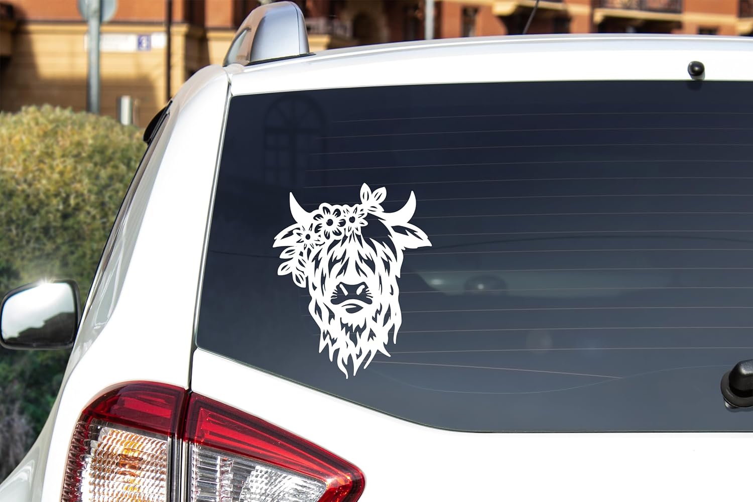 Amazon.com - Highland Cow Vinyl Decal, White Car Decal (4X5)