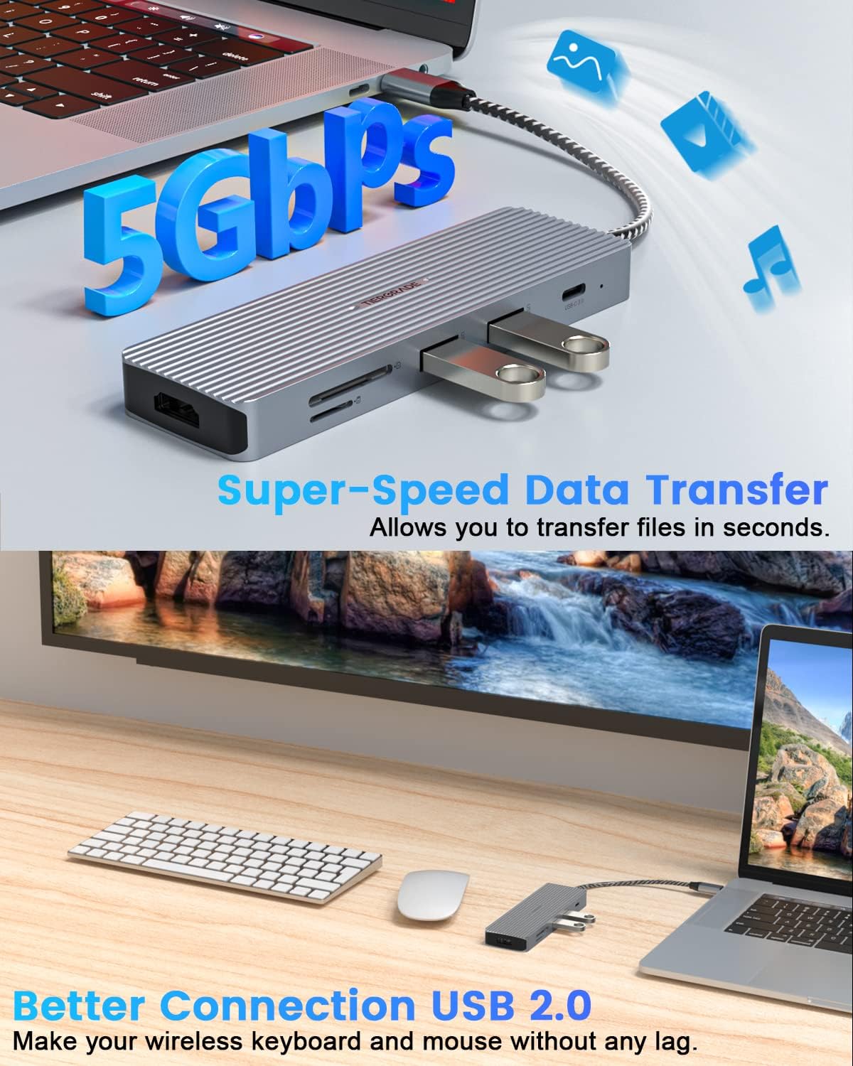 Hub USB C, adaptador USB C 9 en 1 Tiergrade con HDMI 4K, 100 W PD, 3 ...