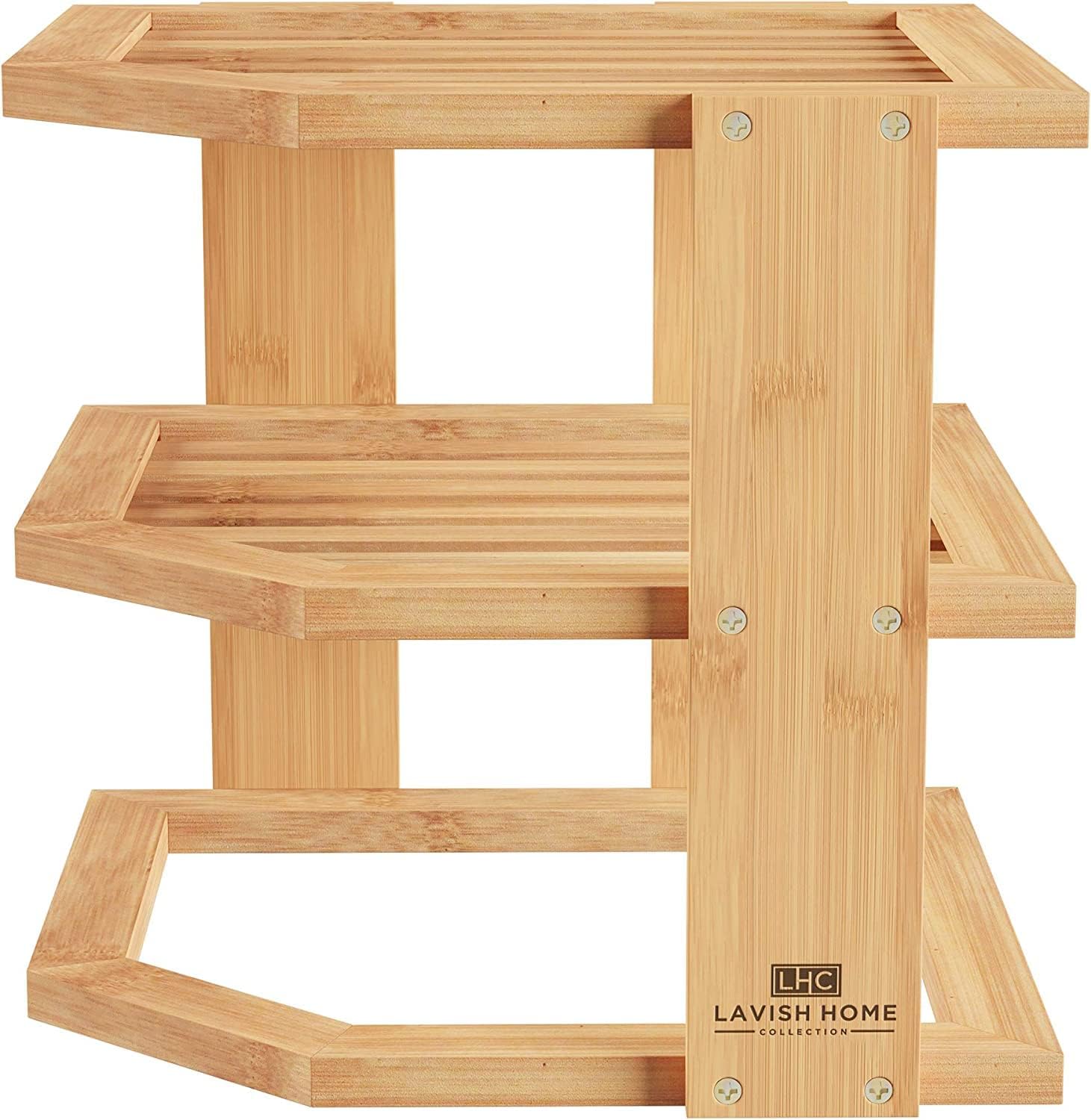 Amazon.com: Lavish Home 3-Tier Bamboo Corner Shelf for Kitchen or ...