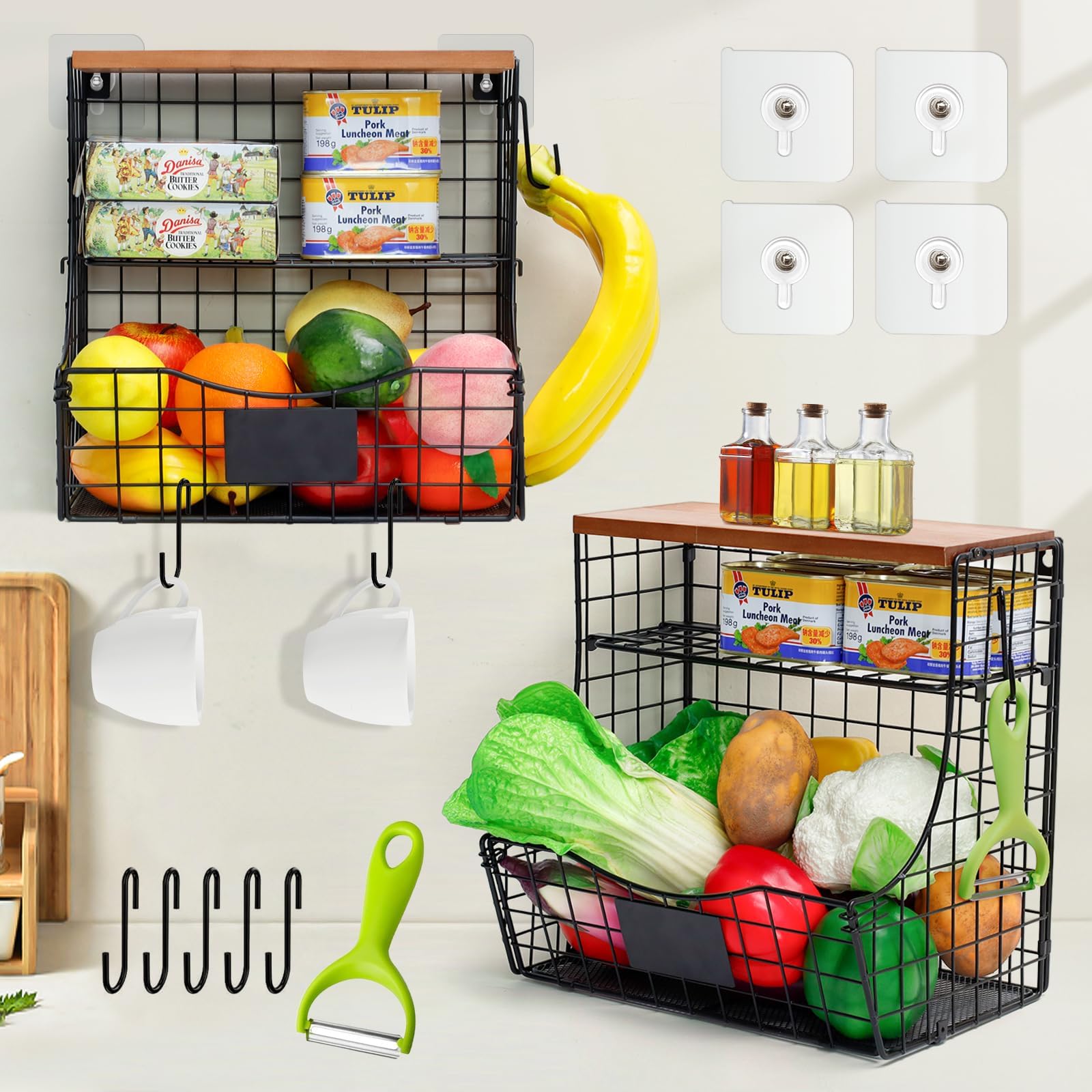 LustLocke Obstkorb Hängend, Obstschale für Küchen, Wand Stapelbar Obst ...