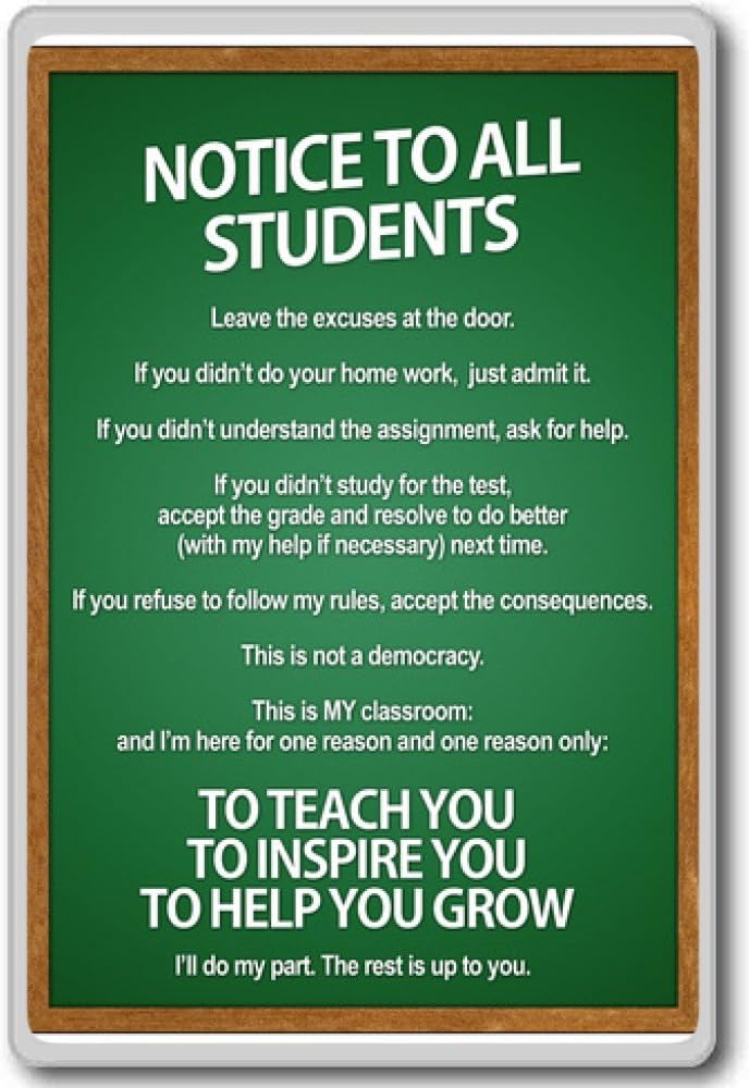 Notice To All Students Classroom Rules For Teachers Fridge Magnet notice-to-all-students-classroom-rules-for-teachers-fridge-magnet