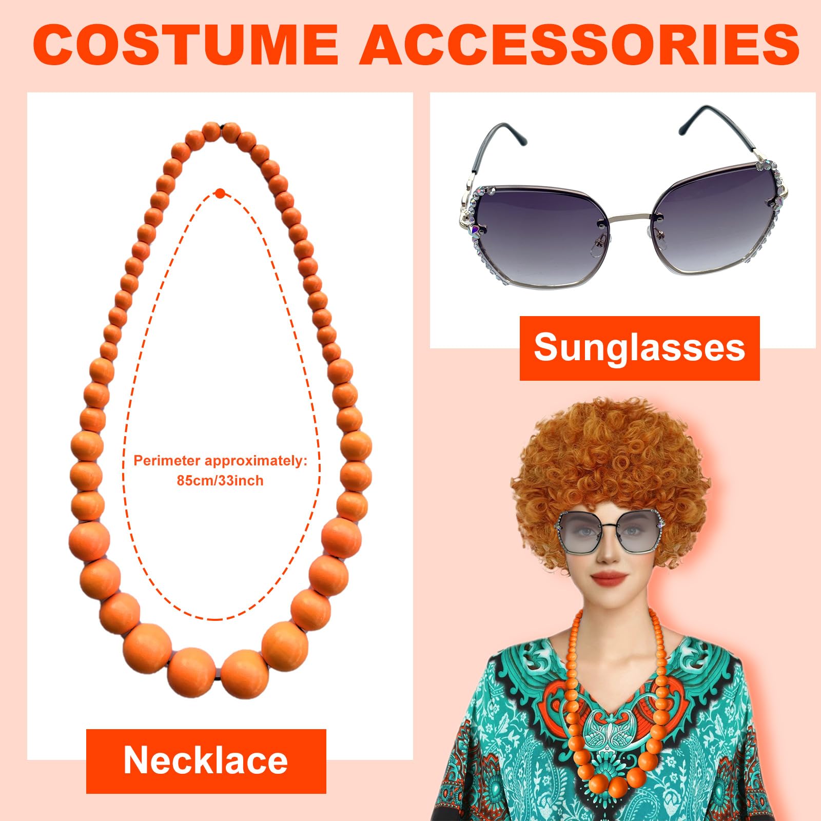 Red Orange Curly Wig for Women Men Landlady Costume Mrs Roper Wig Short ...