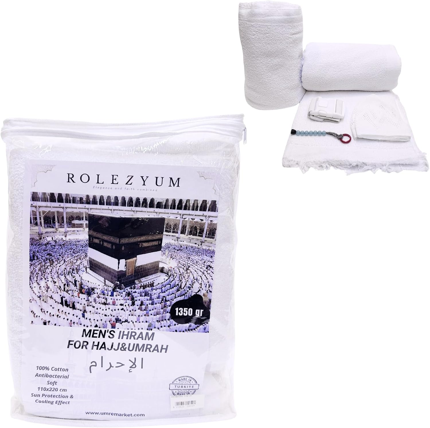 Amazon.com: rolezyum Islamic Men's Ihram Set for Hajj Umrah 100% Cotton ...
