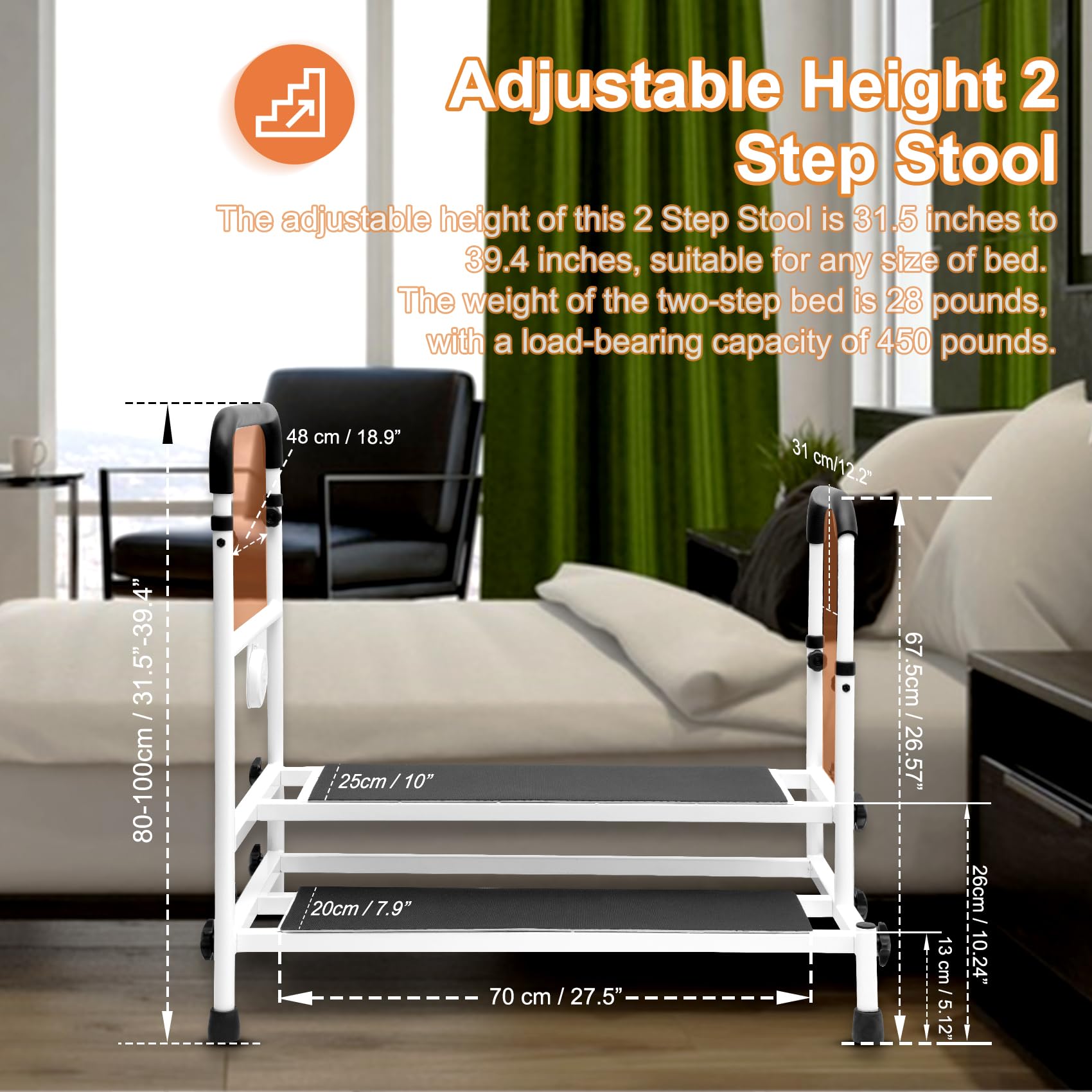 Bed Step Stool for High Bed for Elderly,Bed Rails for Elderly with ...