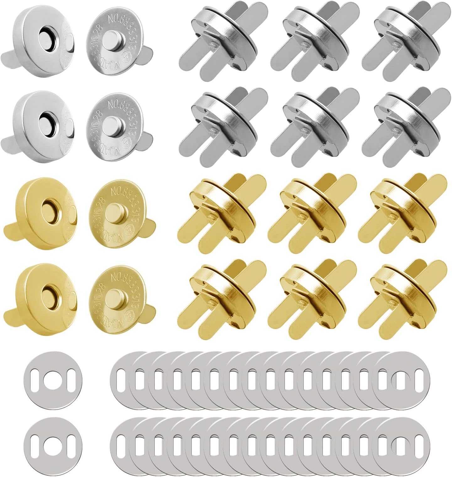 30 Sets Magnetic Snap for Purse, Magnetic Bag Clasps Button Fasteners ...