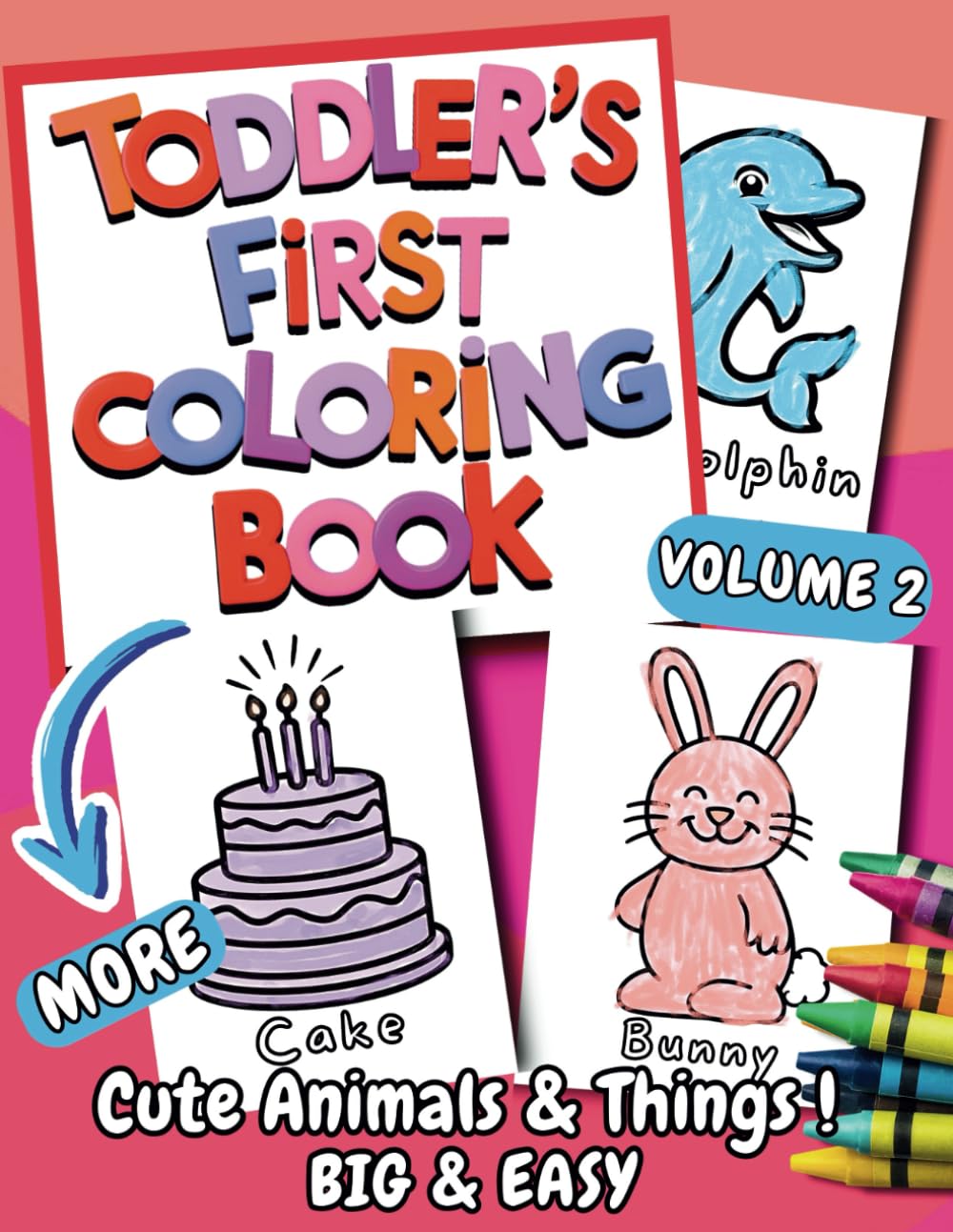 Amazon.com: Toddler's First Coloring Book: Cute Animals and Things, Big ...