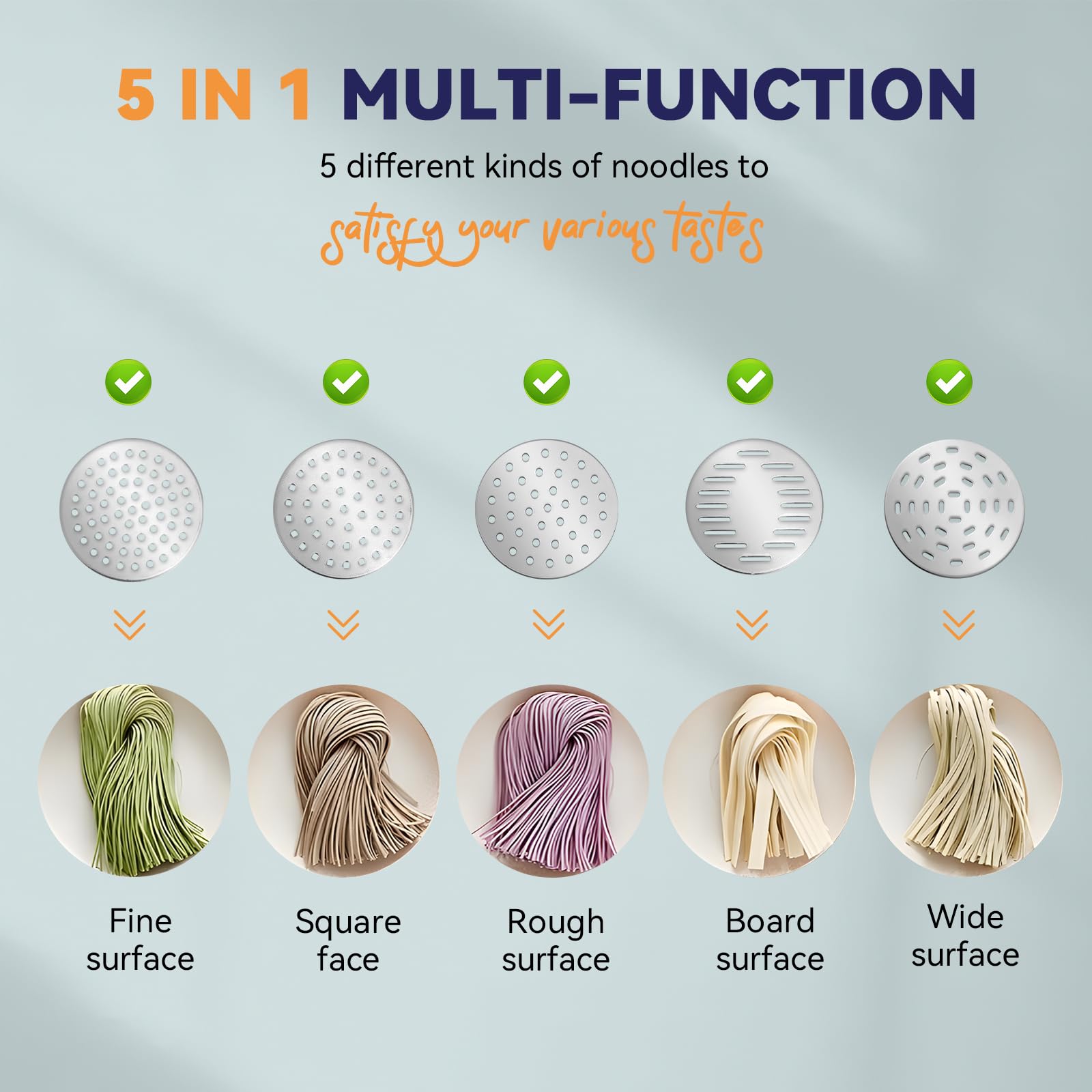 Newhai Handheld Pasta Maker, 5 in 1 Electric Pasta Machine for Ramen ...