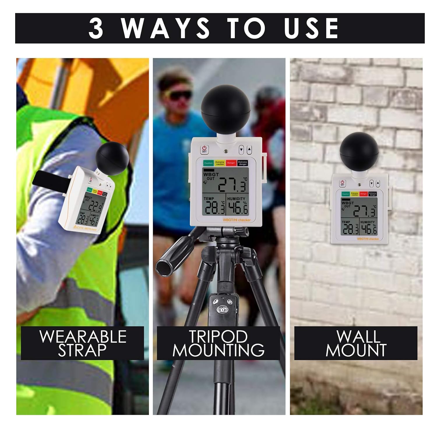 Buy Wearable 2-in-1 WBGT + HI Heat Index Checker Wet Bulb Globe ...