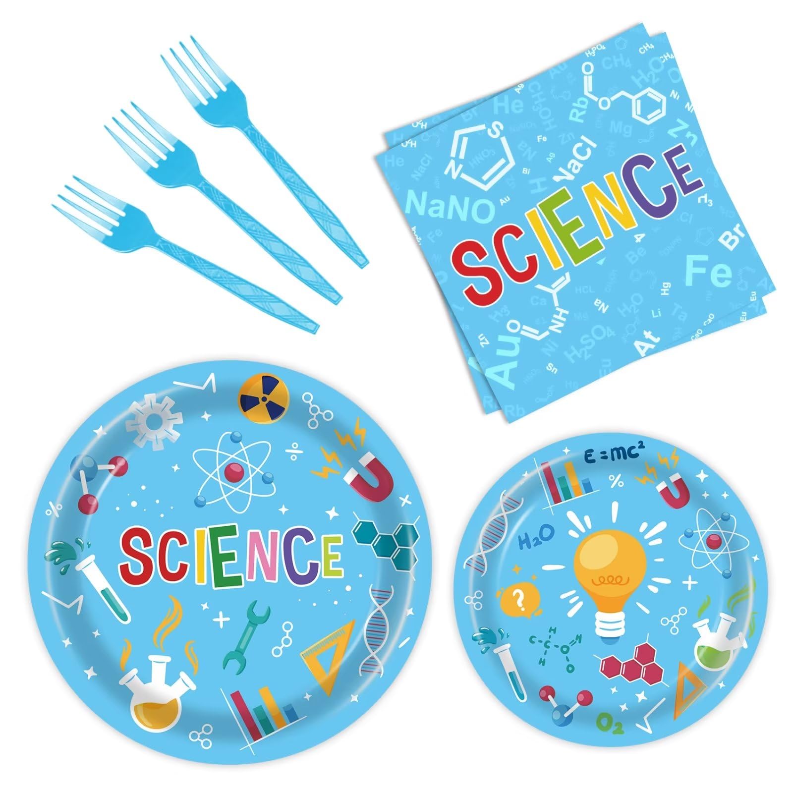 Amazon.com: 96 Pcs Science Birthday Plates Science Party Supplies ...