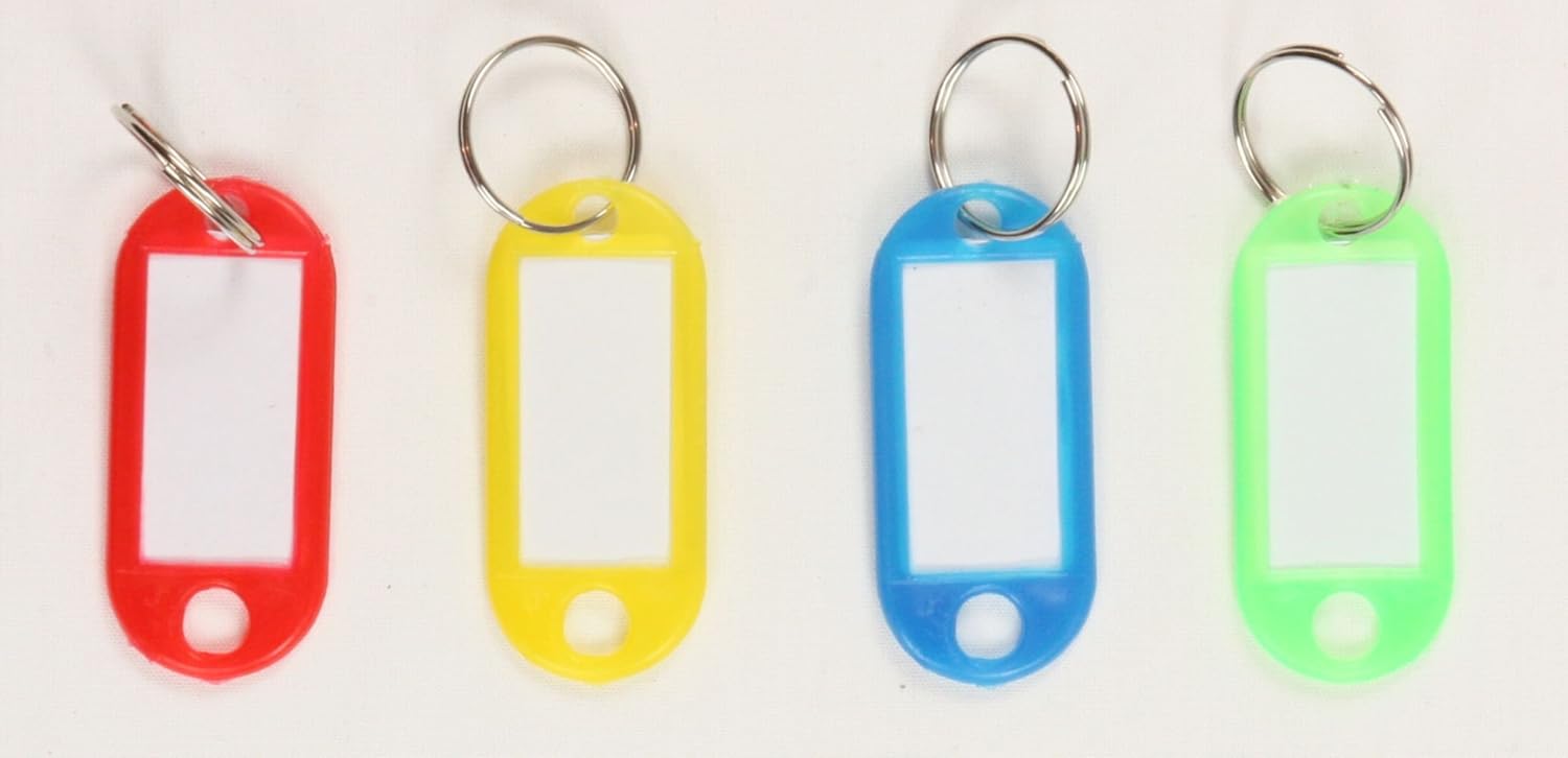 25 Loose Plastic Key Ring Identification Tags Assorted Colours – BigaMart