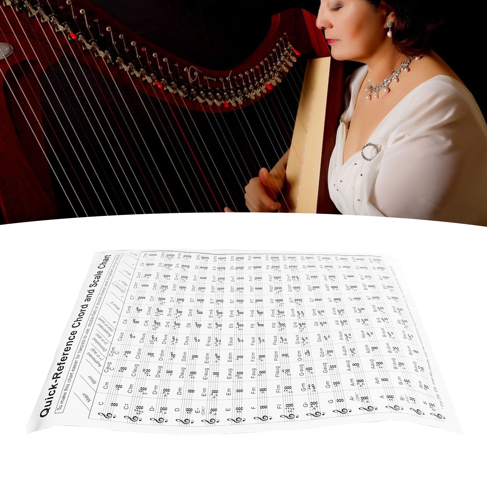 Snapklik.com : Portable Harp Chord Chart, Coated Paper, Beginner ...
