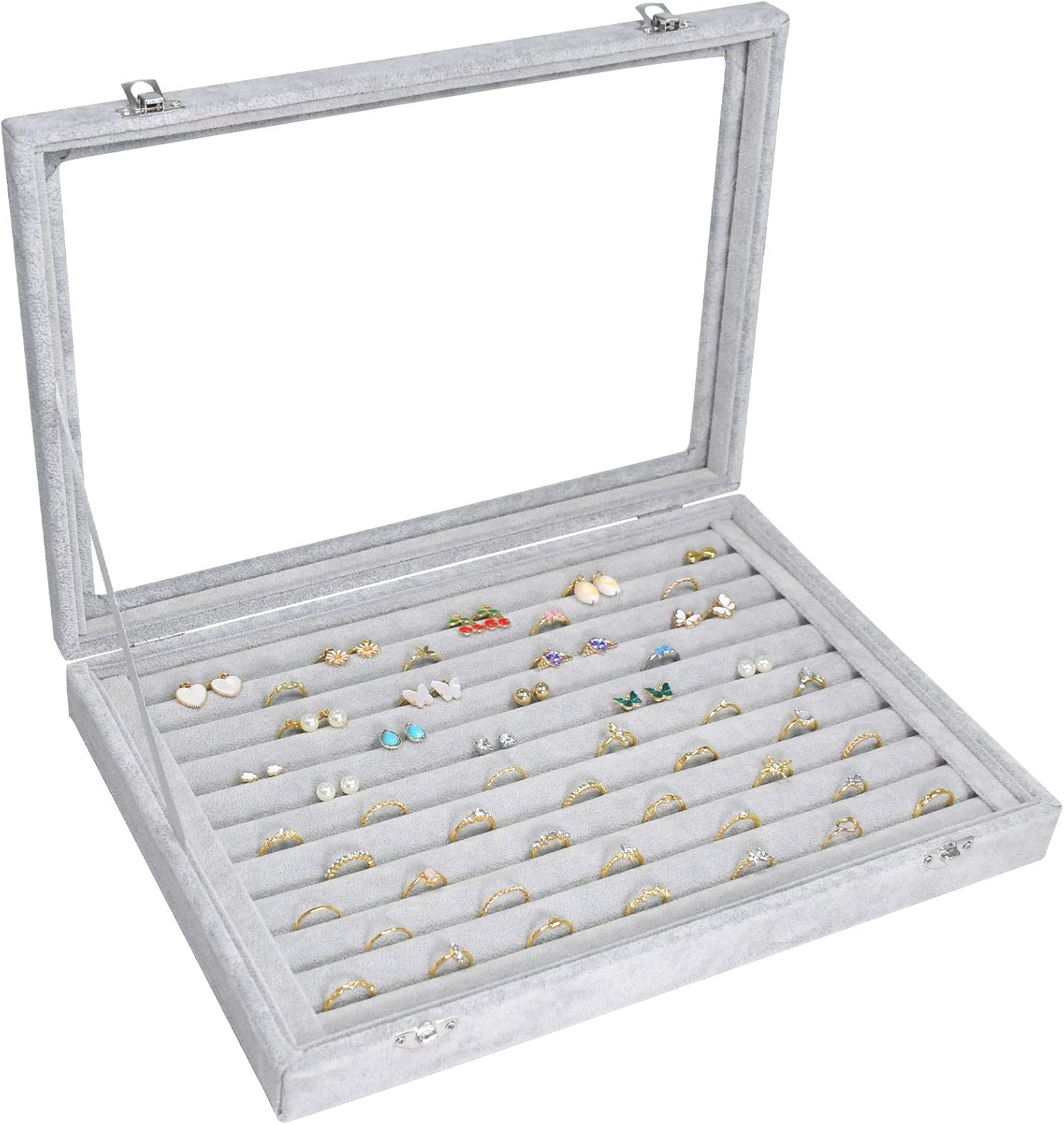 Amazon.com: Siveit Rings Organizer Tray 10 Slots Velvet Ring Display ...