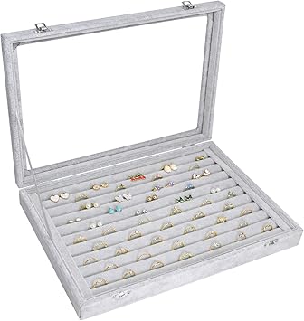 Amazon.com: Siveit Rings Organizer Tray 10 Slots Velvet Ring Display ...