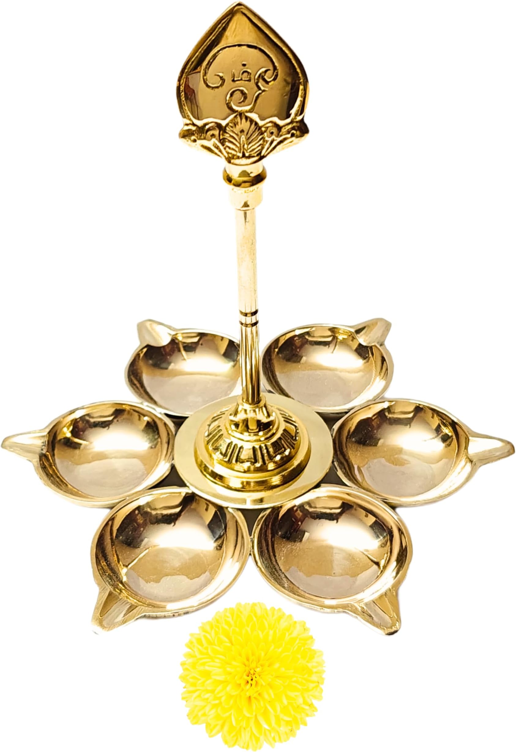 Buy Heavy Brass Big Size Golden Finish Arumuga vel vilakku OM SARAVANA ...