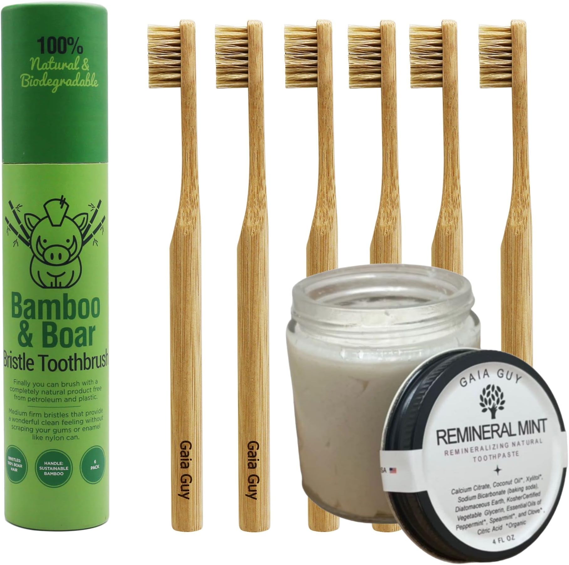 Amazon.com : Gaia Guy Plastic-free Toothbrushes and Natural Toothpaste ...