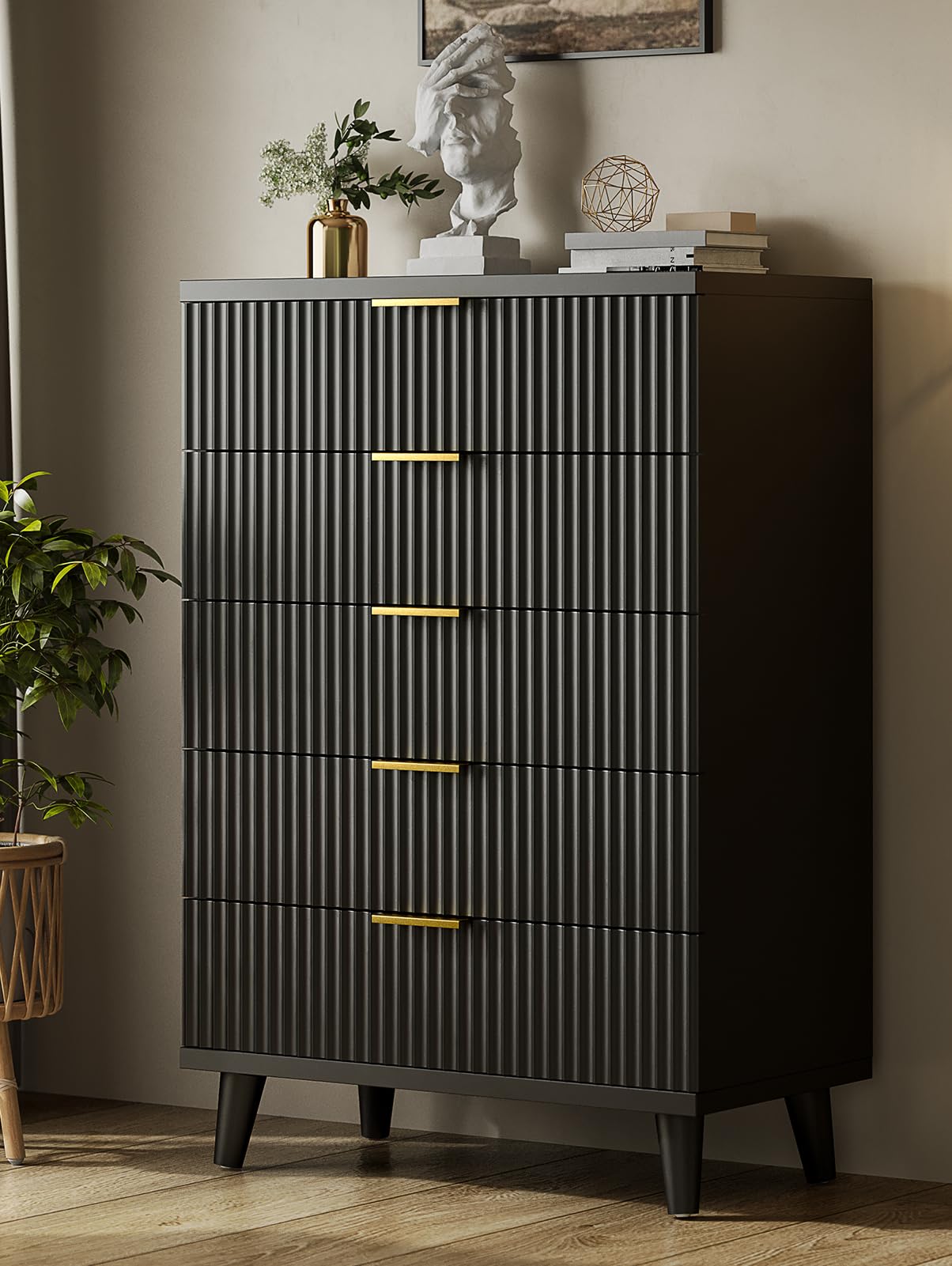 Amazon.com: Lulive Black Dresser for Bedroom Wood Tall Dressers Drawers ...