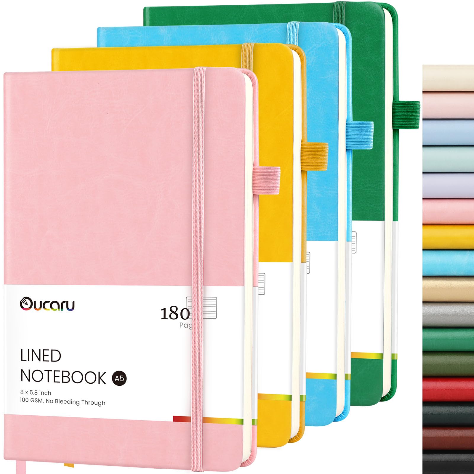 Amazon.com : Oucaru Lined Journal Notebook, 4 Pack, 180 Pages, A5 ...