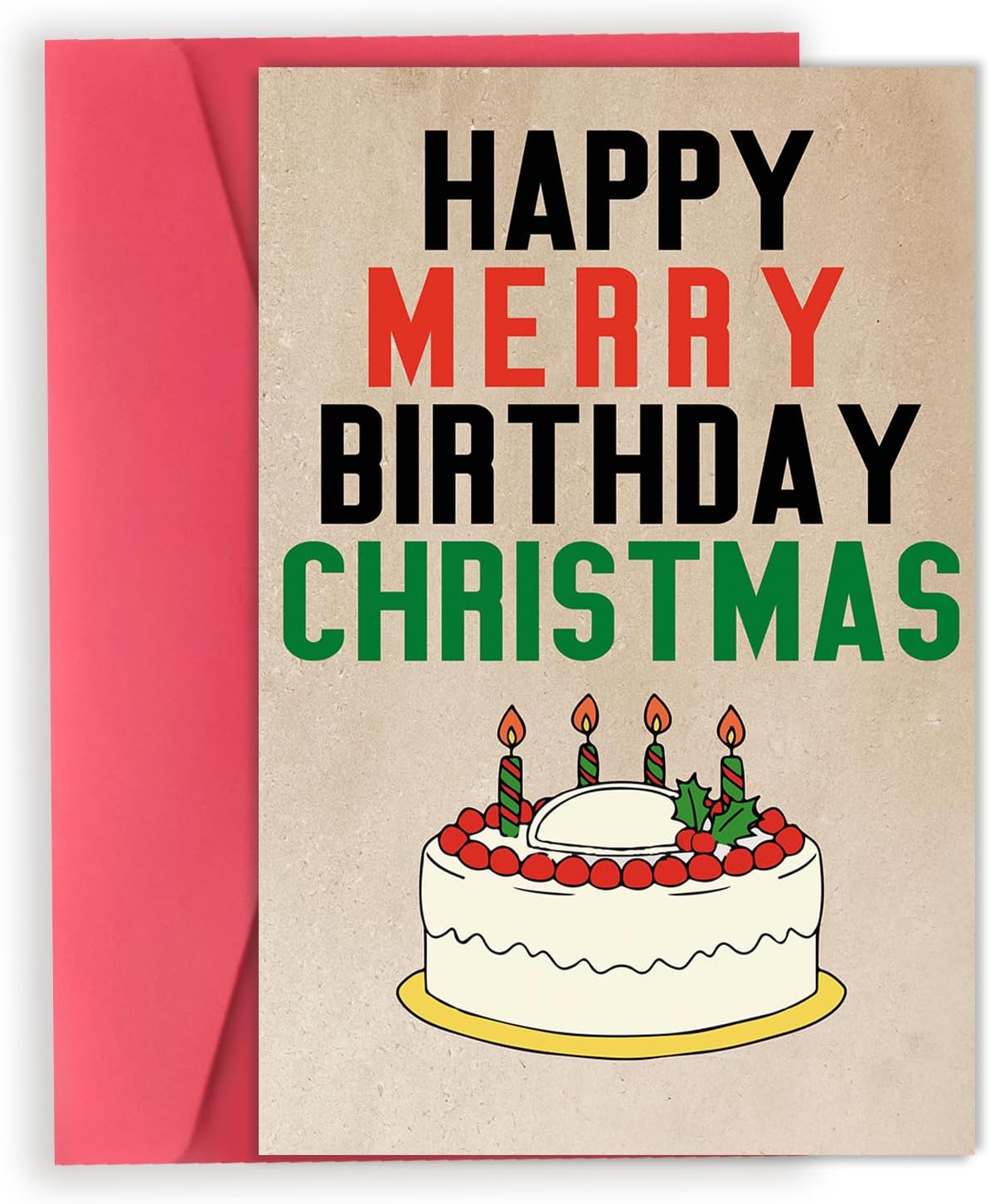 Amazon.com : Slurinx Merry Christmas Birthday Card for Him or Her ...