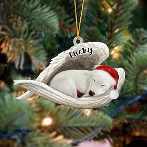 Amazon.com: White Staffie Sleeping Angel Acrylic Dog Ornament - Custom ...