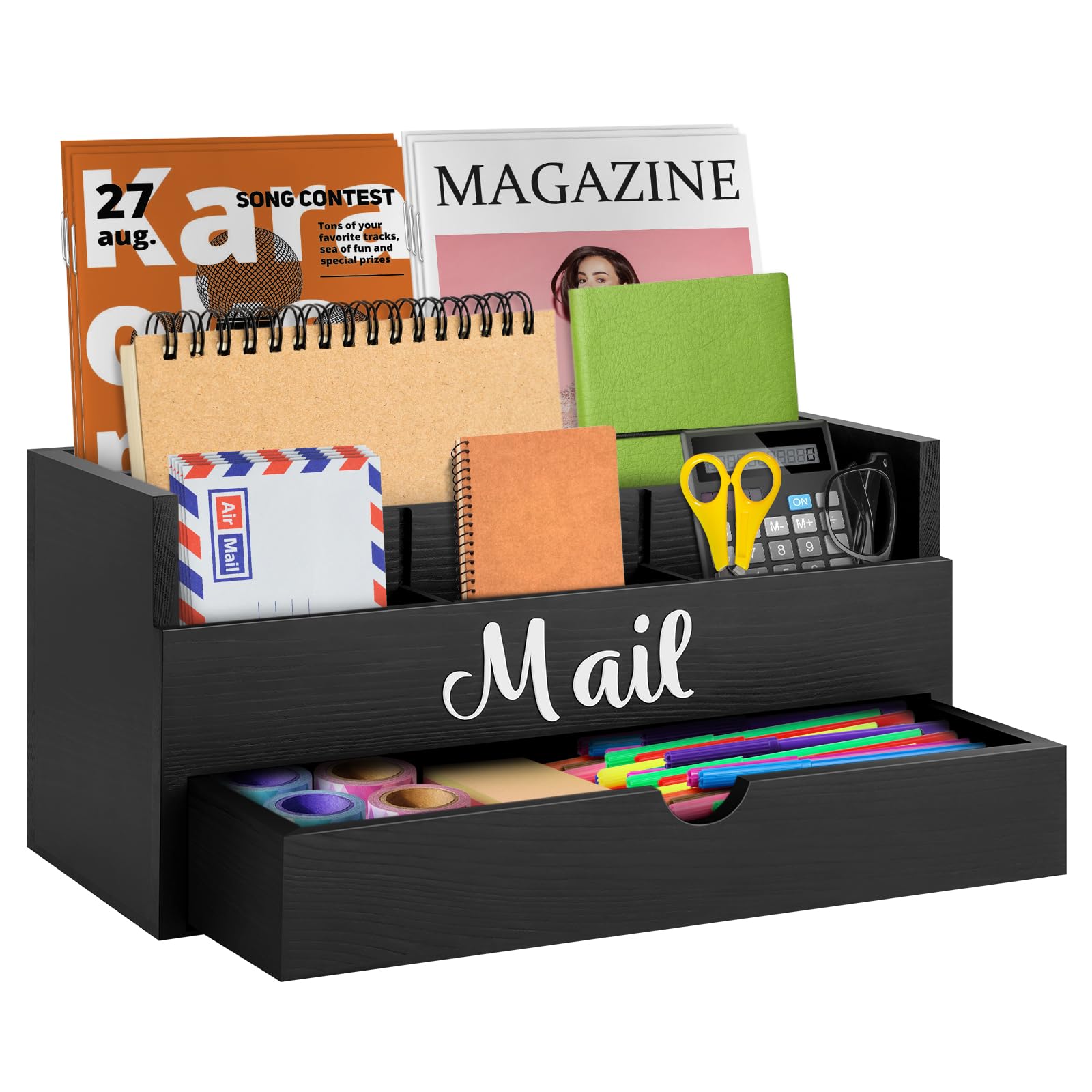 Amazon.com: Zioffiel Mail Organizer Countertop, Wood Mail Holder for ...