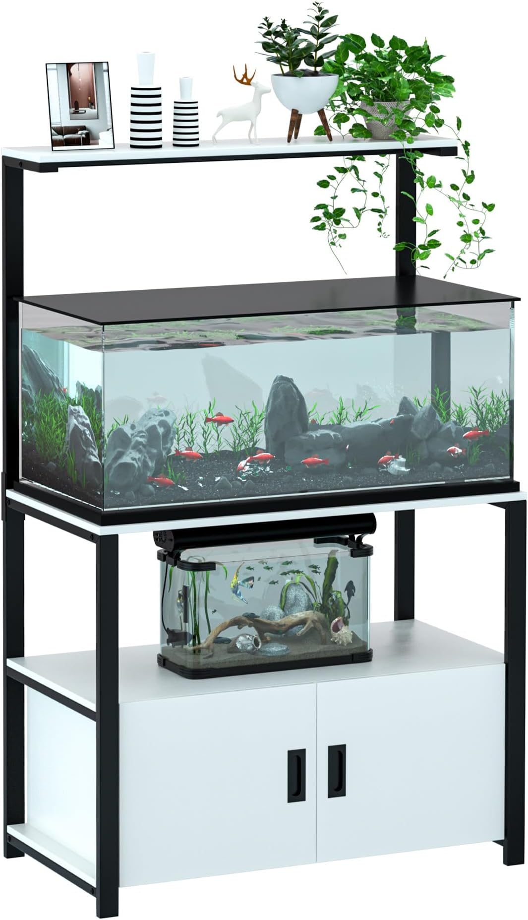 Amazon.com: GDLF 5-10 Gallon Fish Tank Stand with Plant Shelf Metal ...