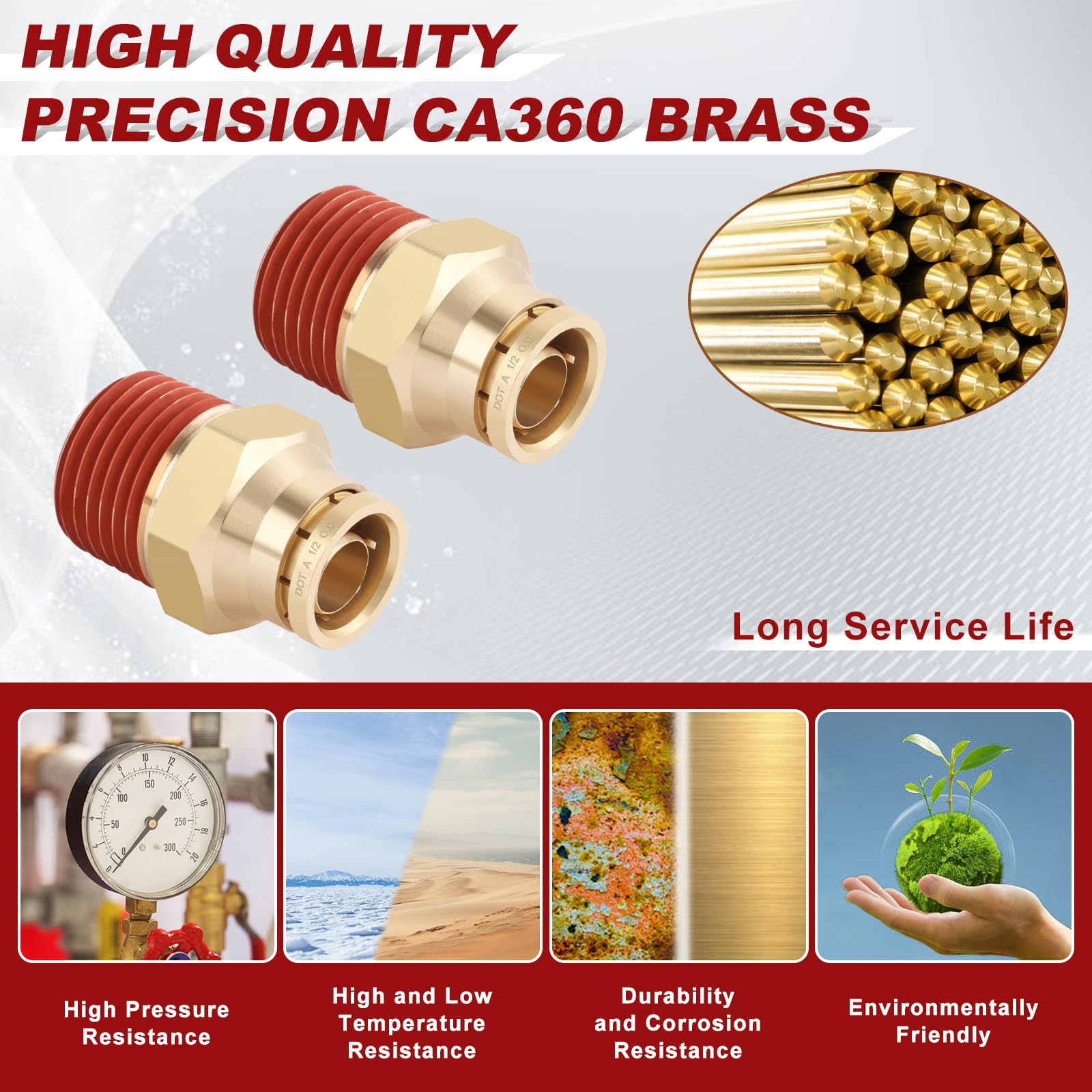 Snapklik.com : Boeray 1/2" Quick Push To Connect Fittings Brass Union ...