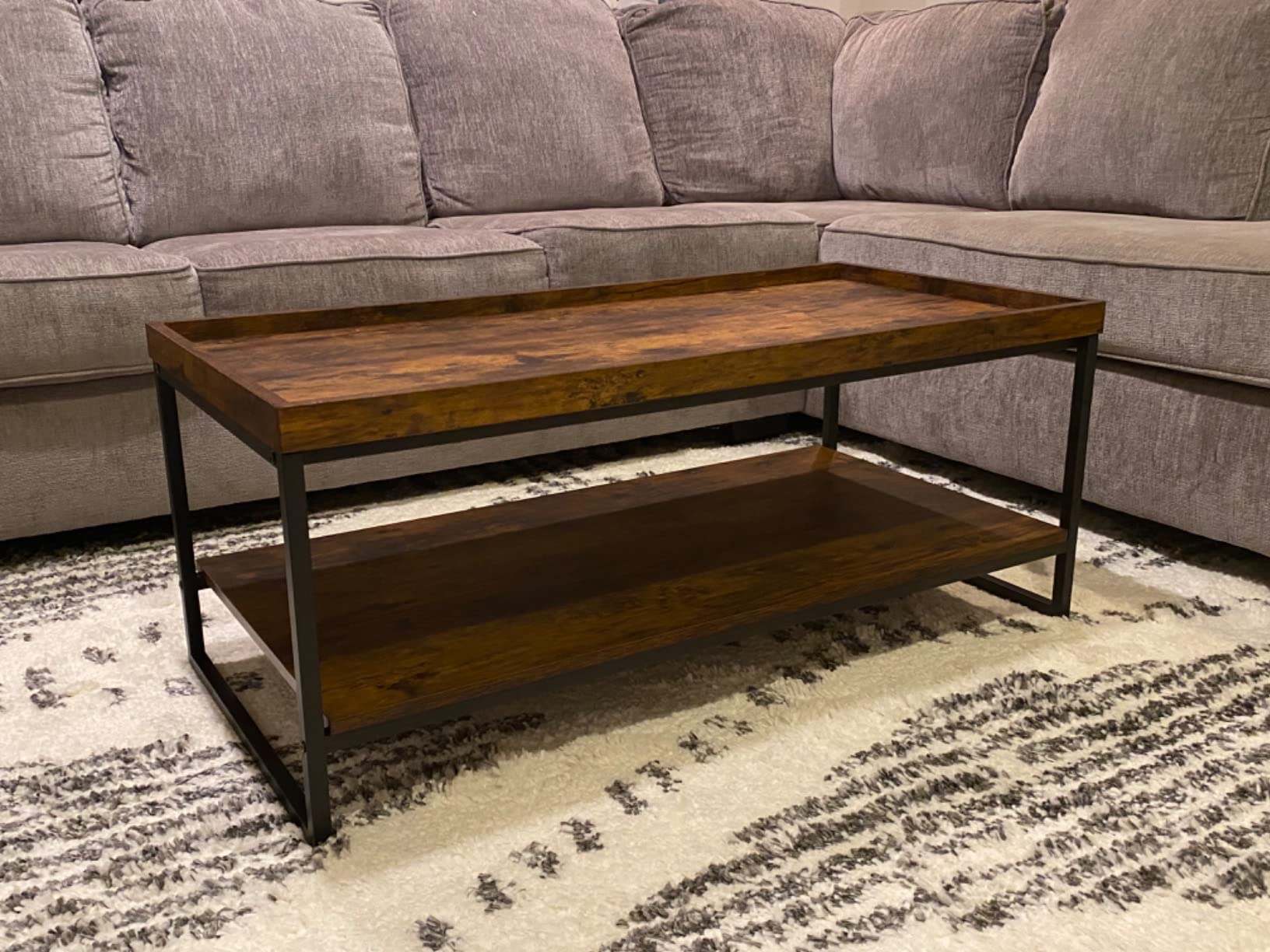 $12/mo - Finance LINSY HOME Industrial Coffee Table with Open Storage ...