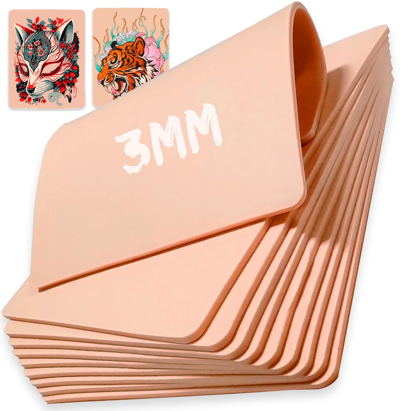 3MM Tattoo Practice Skins, CINRA 10Pcs Fake Skin Practice 8x6" Tattoo ...