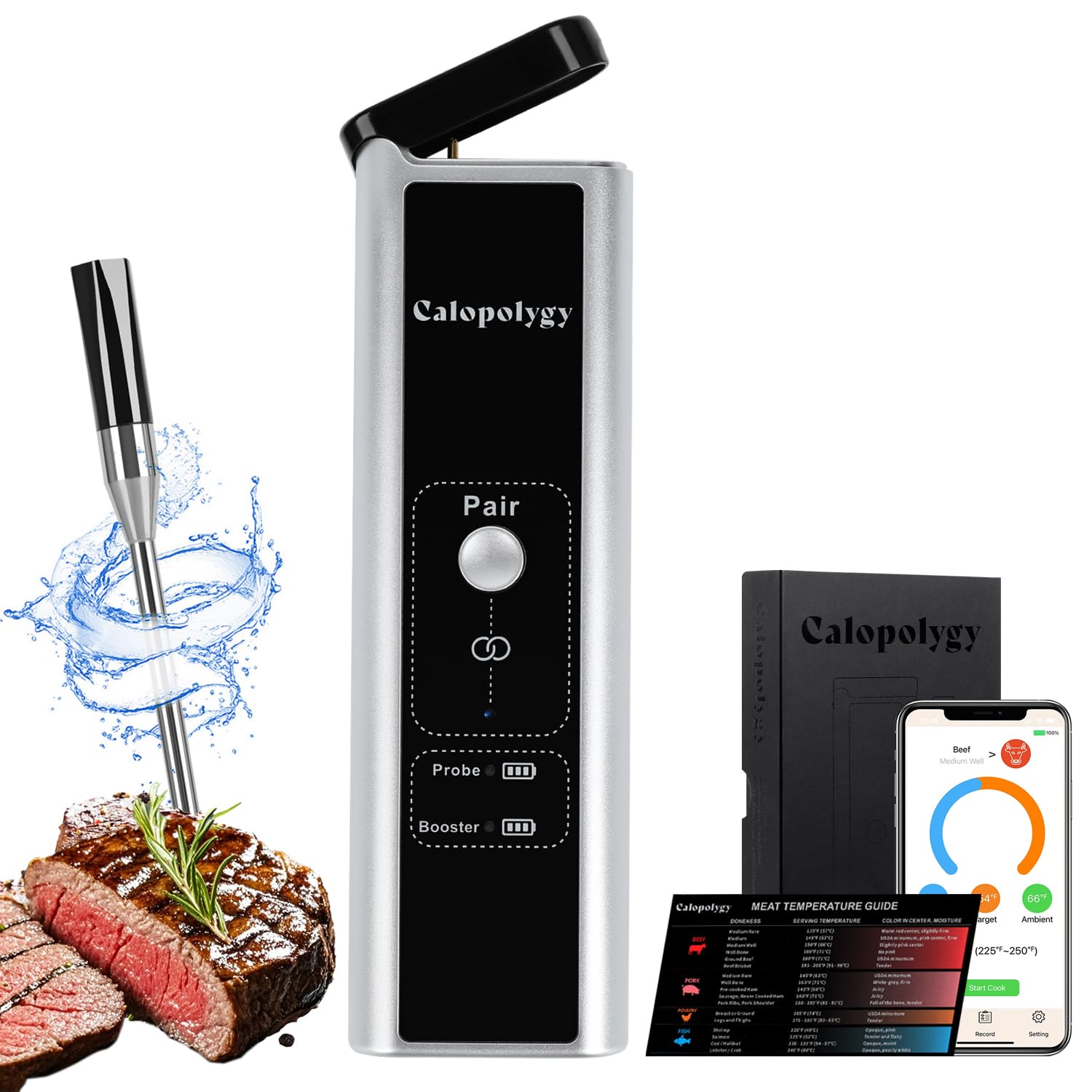 Amazon.com: Calopolygy 2nd Gen Wireless Meat Thermometer, Bluetooth ...