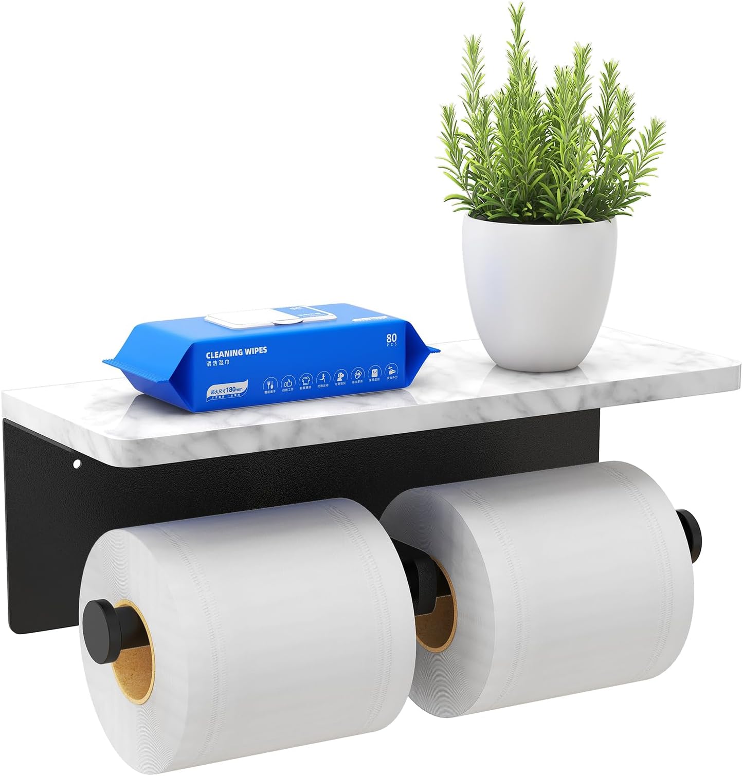 Amazon.com: Marble Double Toilet Paper Holder with Shelf, Paper Towel ...