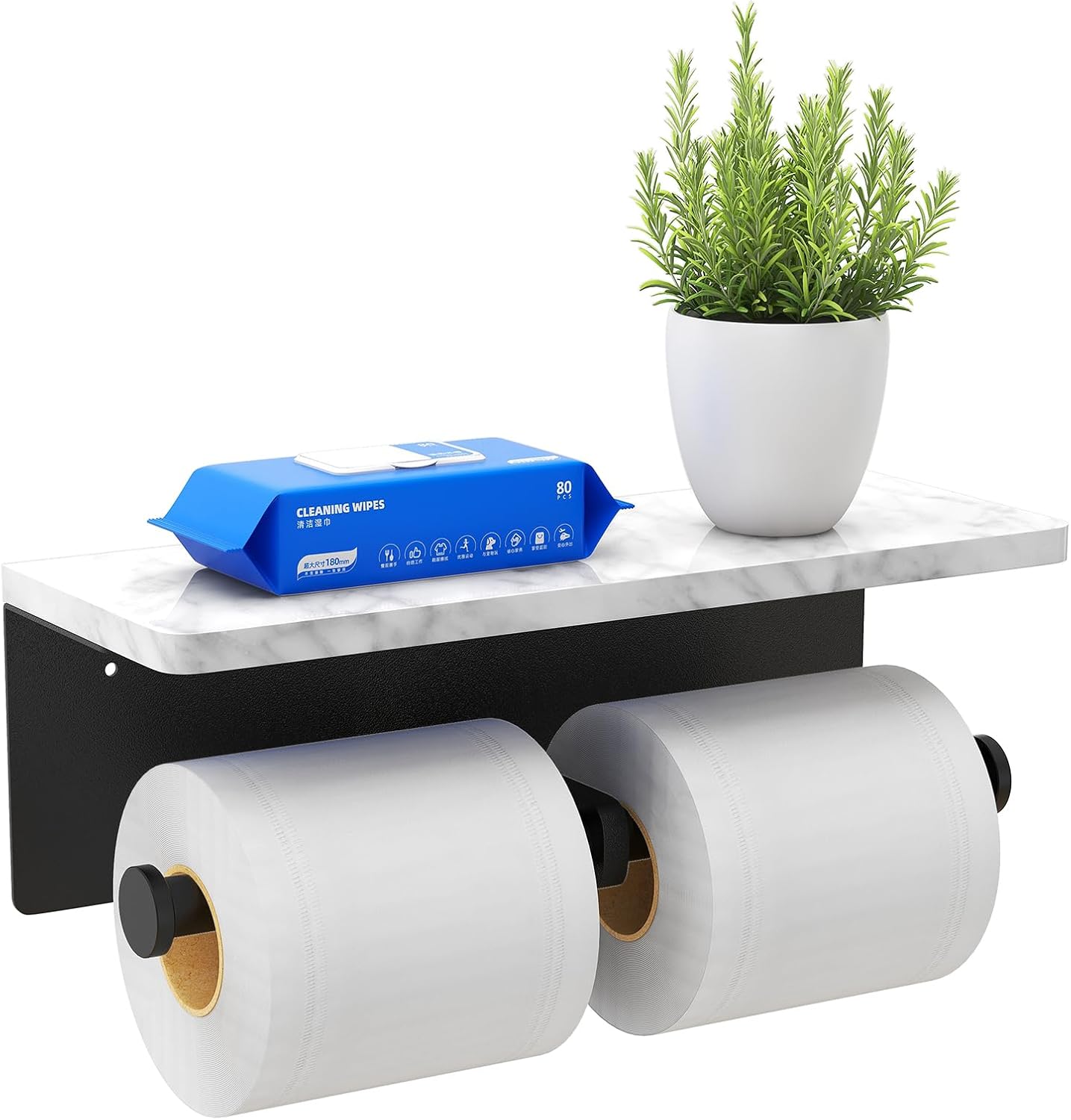 Amazon.com: Marble Double Toilet Paper Holder with Shelf, Paper Towel ...