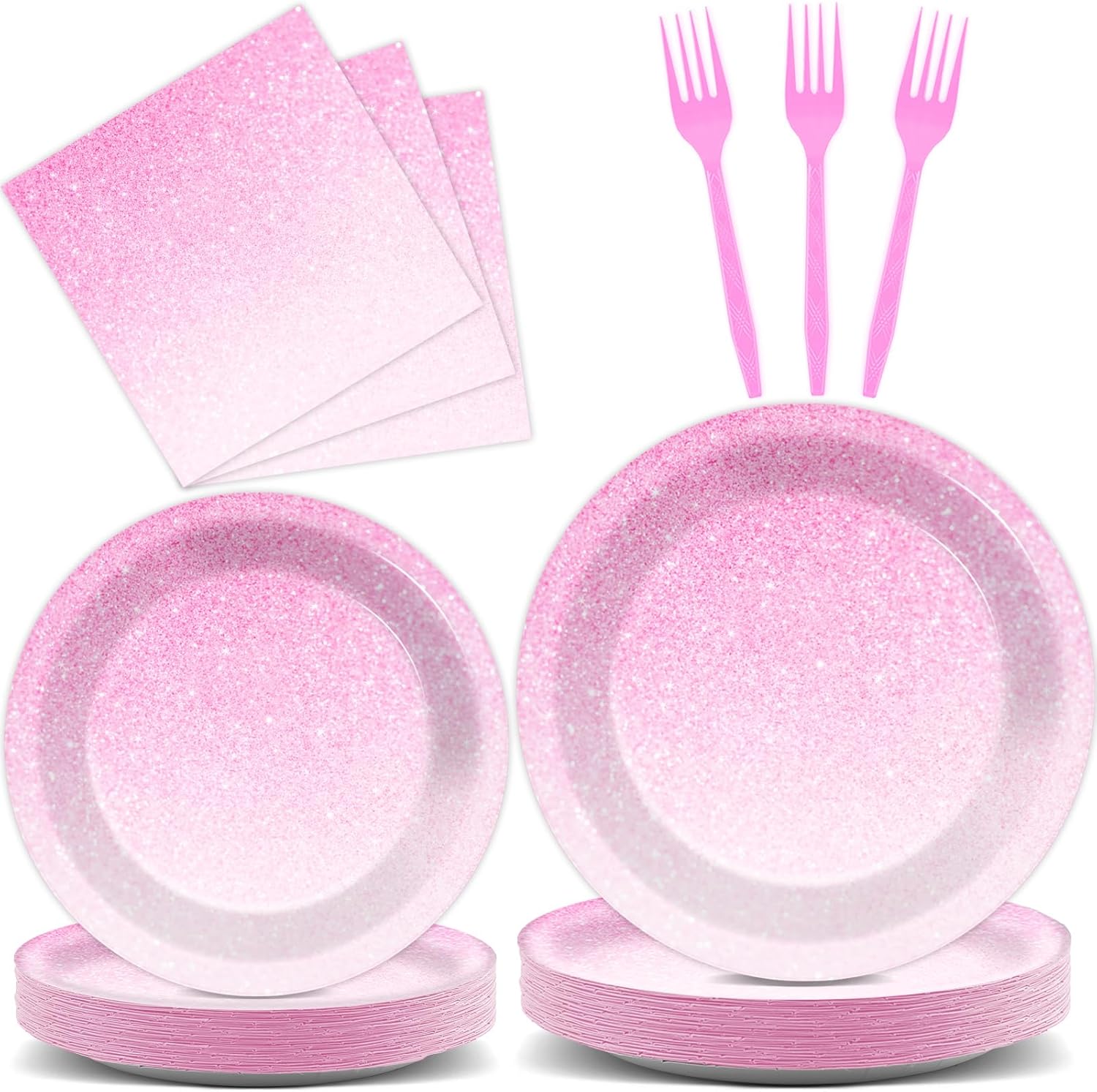 Amazon.com: 96 Pcs Ombre Pink Party Supplies Set for 24 Guests Gradient ...