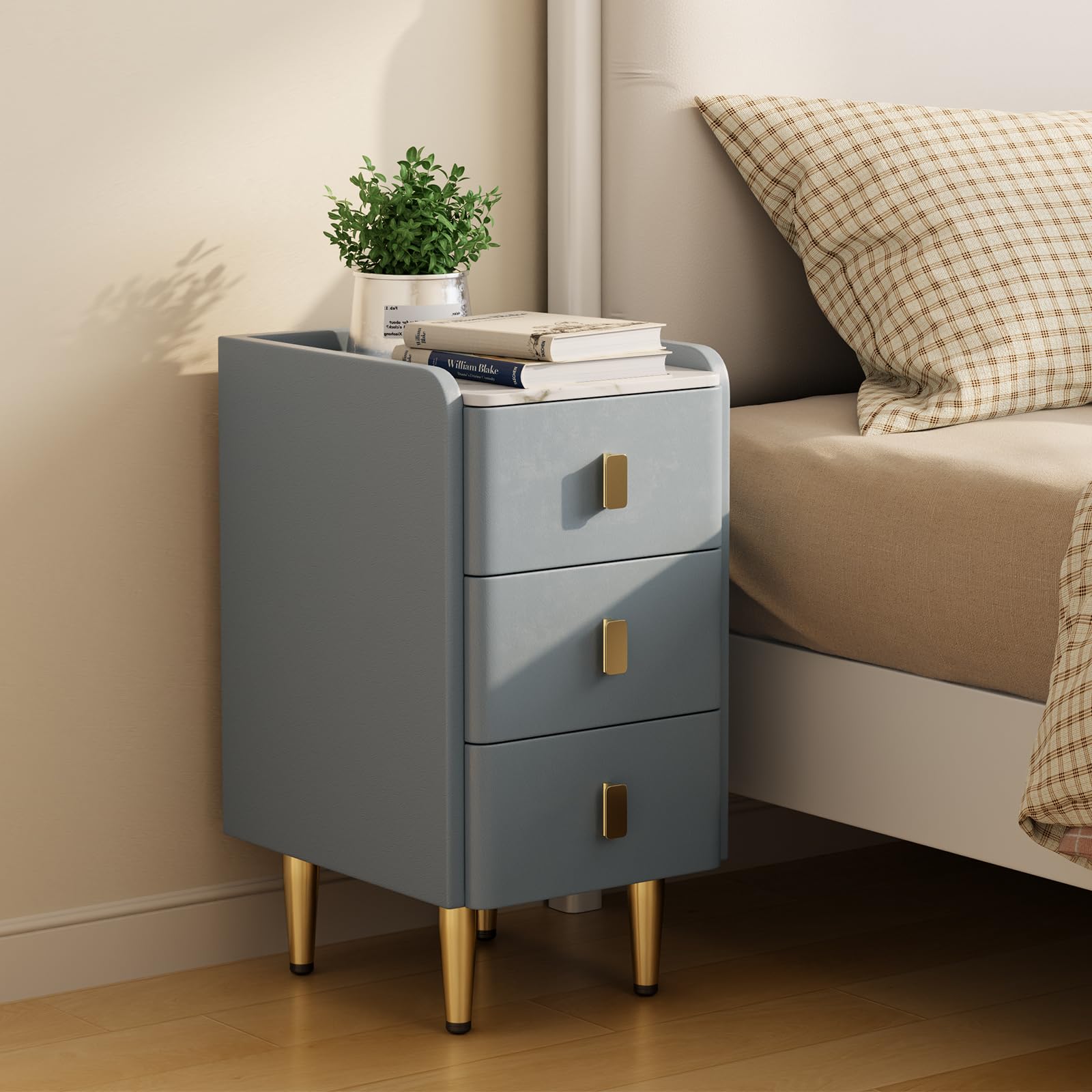 Amazon.com: KASLANDI Narrow Bedside Table with Drawers,Narrow ...