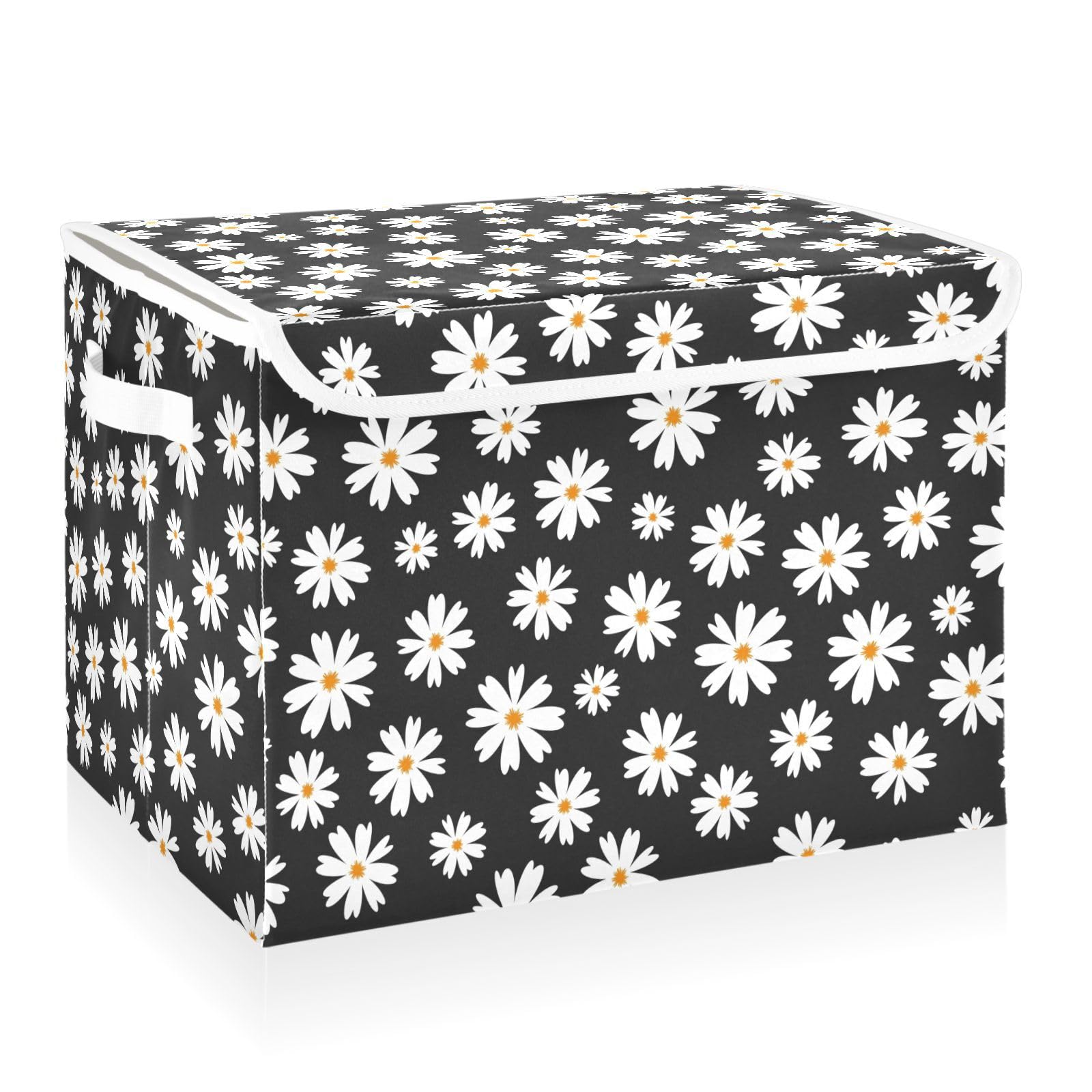 Amazon.com: CaTaKu Large Fabric Storage Bins With Lids,Black Wildflower ...